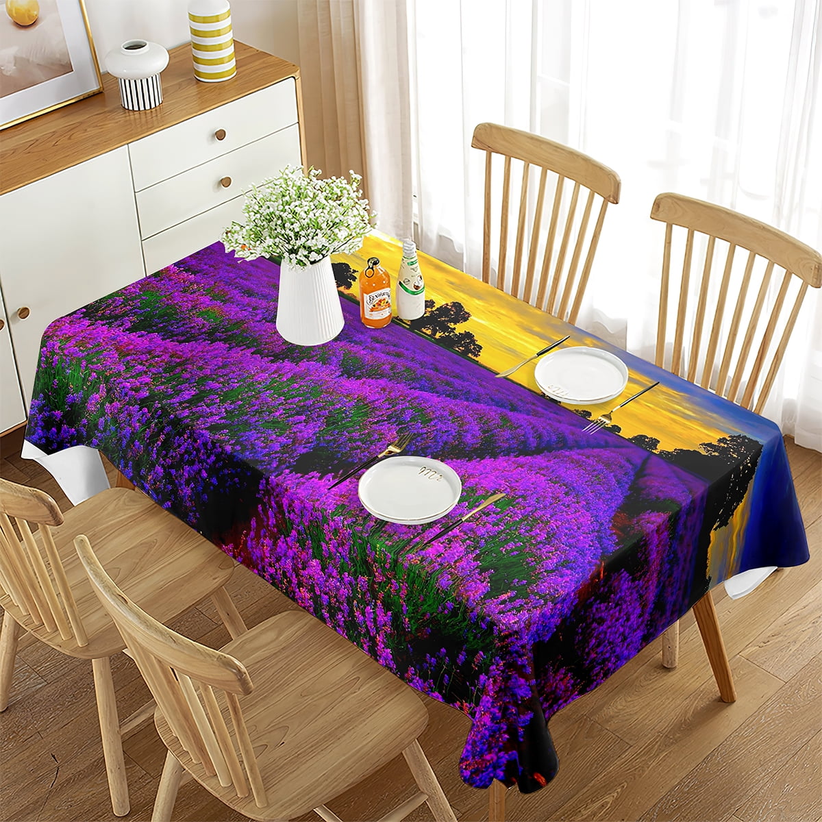 Purple Lavender Rectangle Tablecloth Beautiful Lavender Romance Sweet r ...