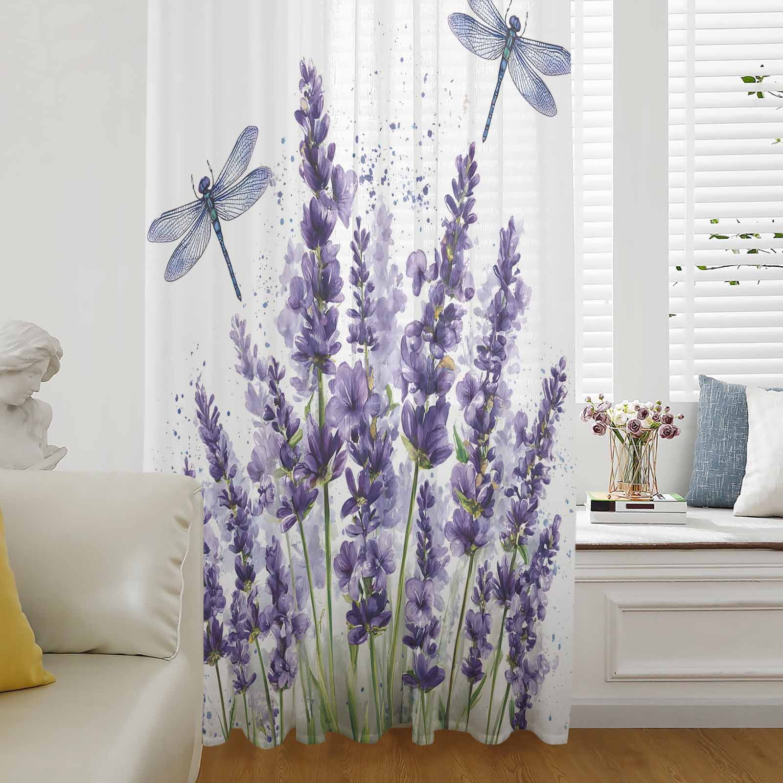 Purple Lavender Semi Sheer Curtains Drapes for Living Room, Bedroom ...