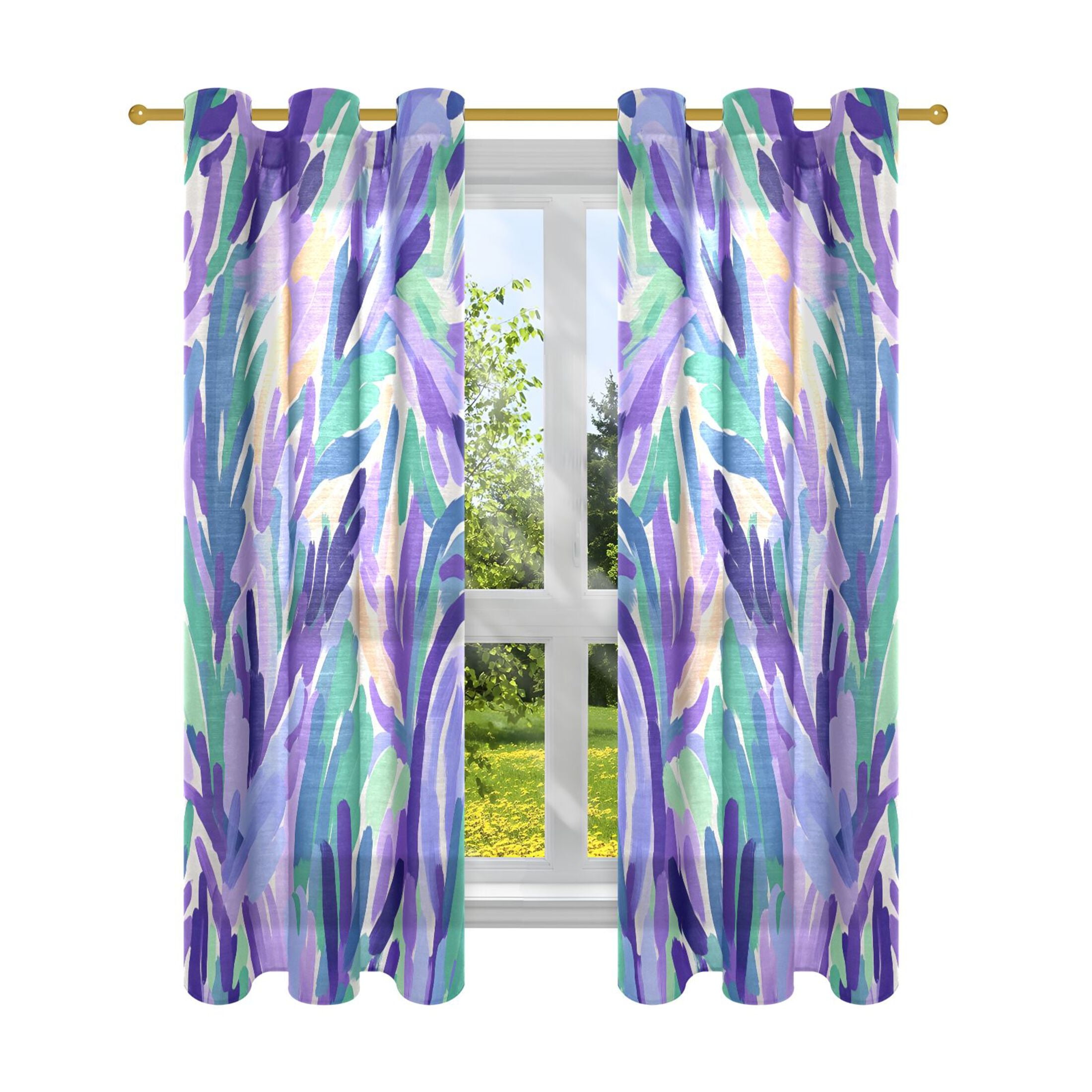 Purple Lavender Semi Sheer Curtains for Living Room Bedroom Set of 2 ...