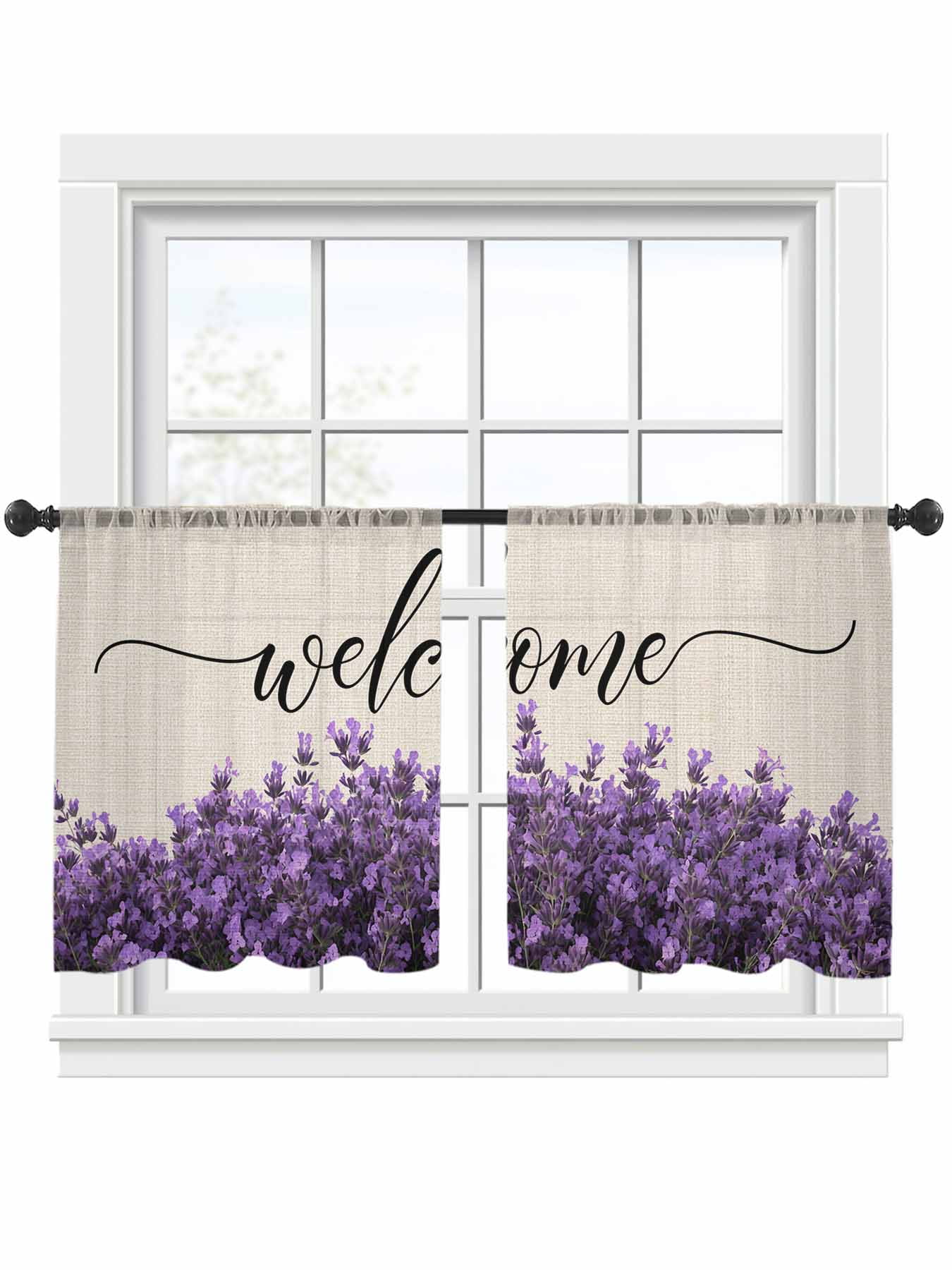 Purple Lavender Sheer Curtains 2 Panels Set Welcome Spring Pastoral ...