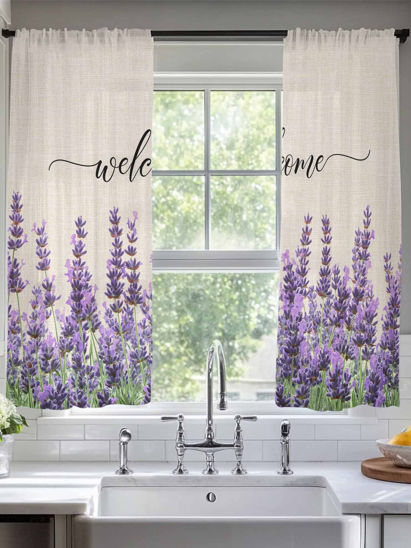 Purple Lavender Sheer Curtains for Living Room Bedroom Purple Spring ...