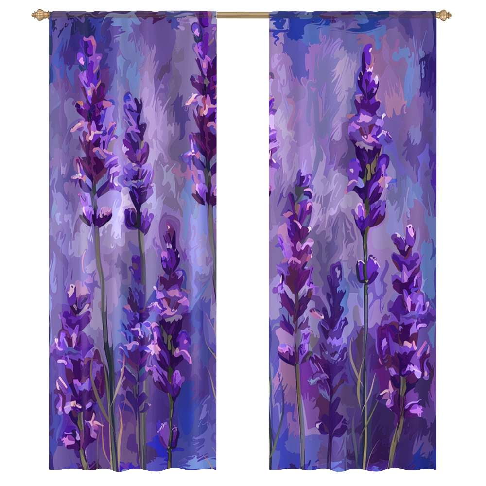 Purple Lavender Sheer Voile Curtain Window Tulle Curtains For Living ...