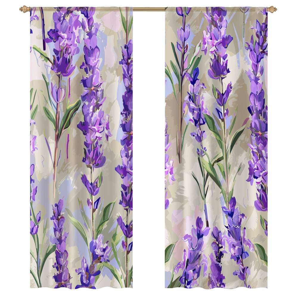 Purple Lavender Sheer Voile Curtain Window Tulle Curtains For Living ...