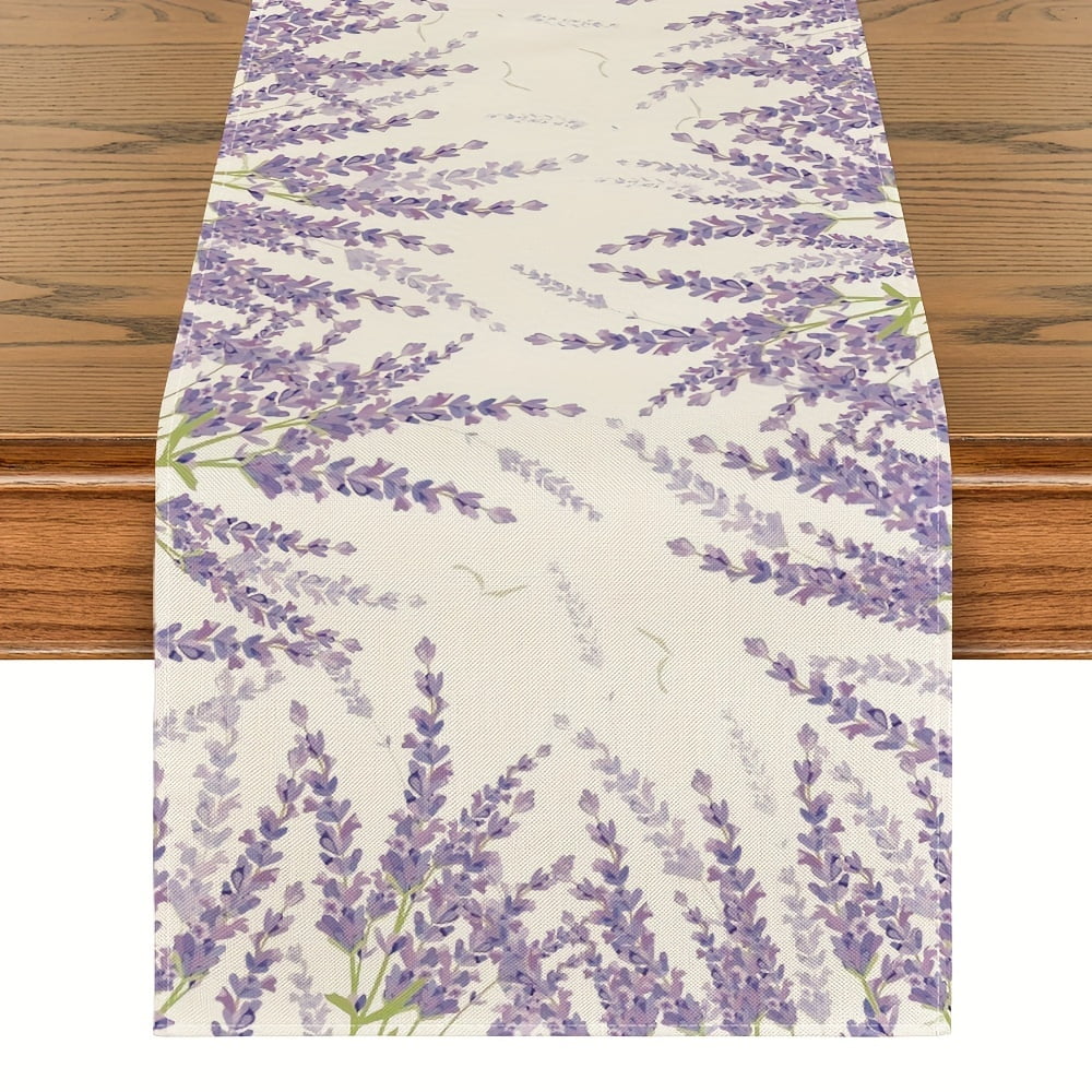 Purple Lavender Spring Theme Linen Table Runners Summer Seasonal Indoor ...