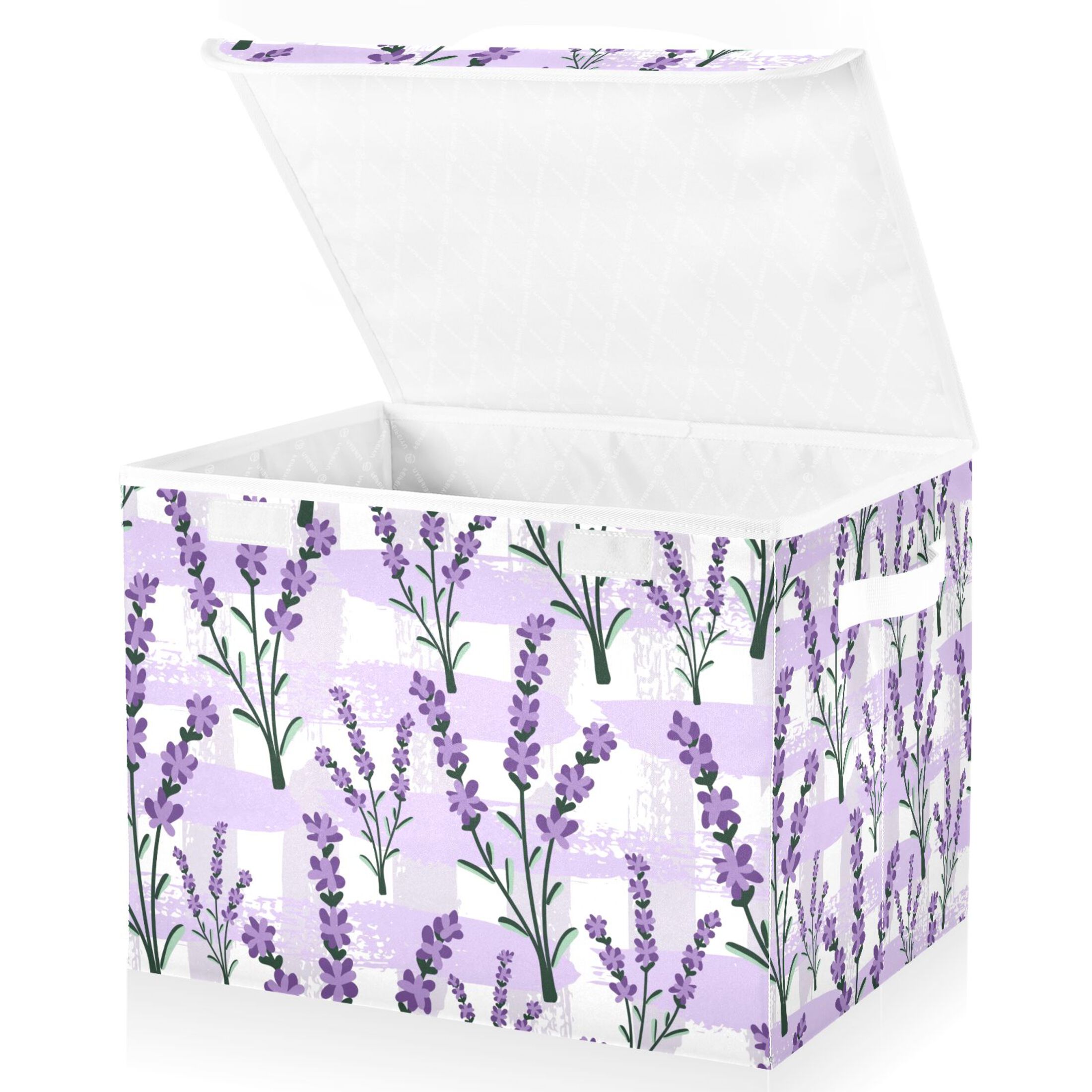 Purple Lavender Stripes Large Lidded Storage Bin Foldable Storage Boxes ...