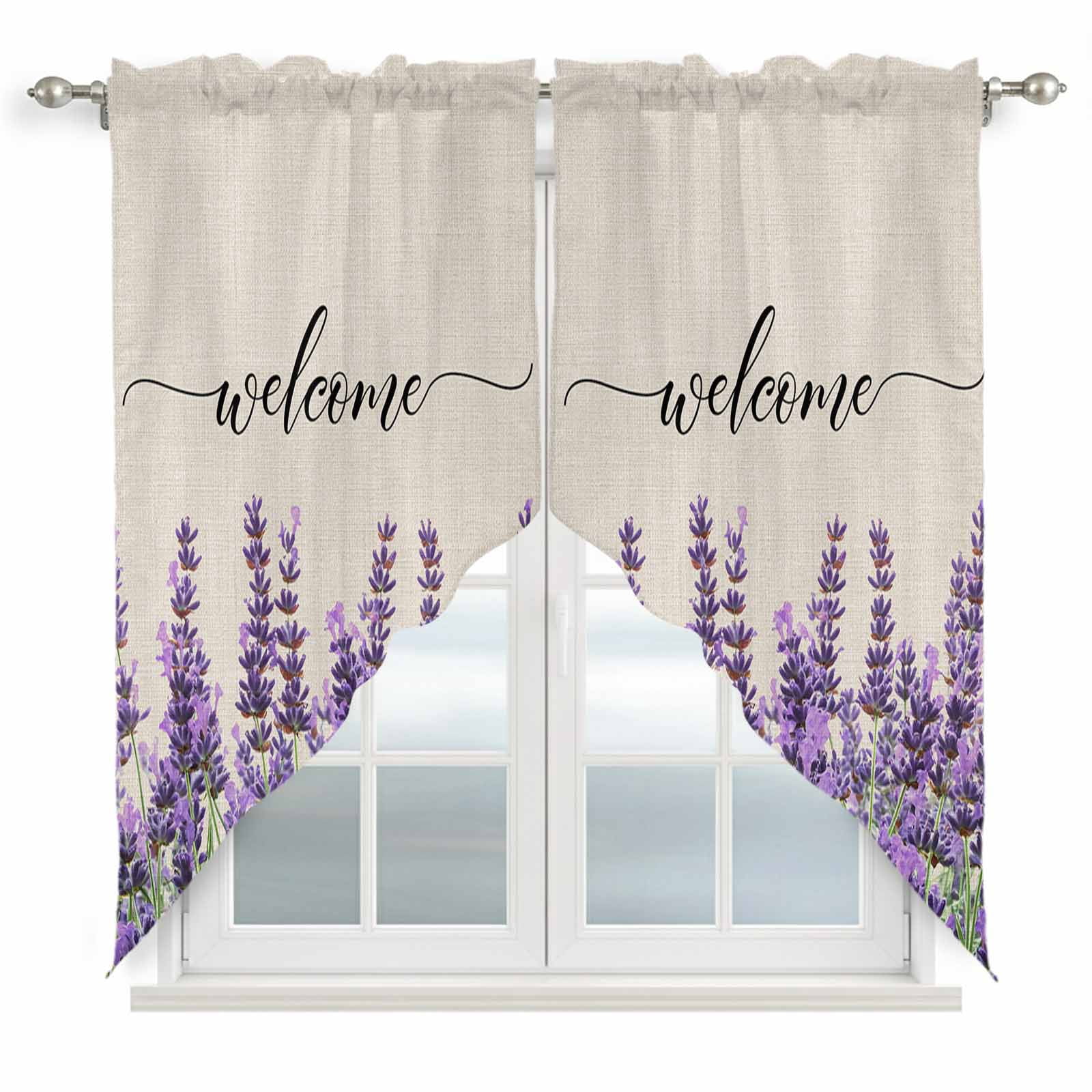 Purple Lavender Swag Curtains Purple Spring Floral Wildflower Plant ...