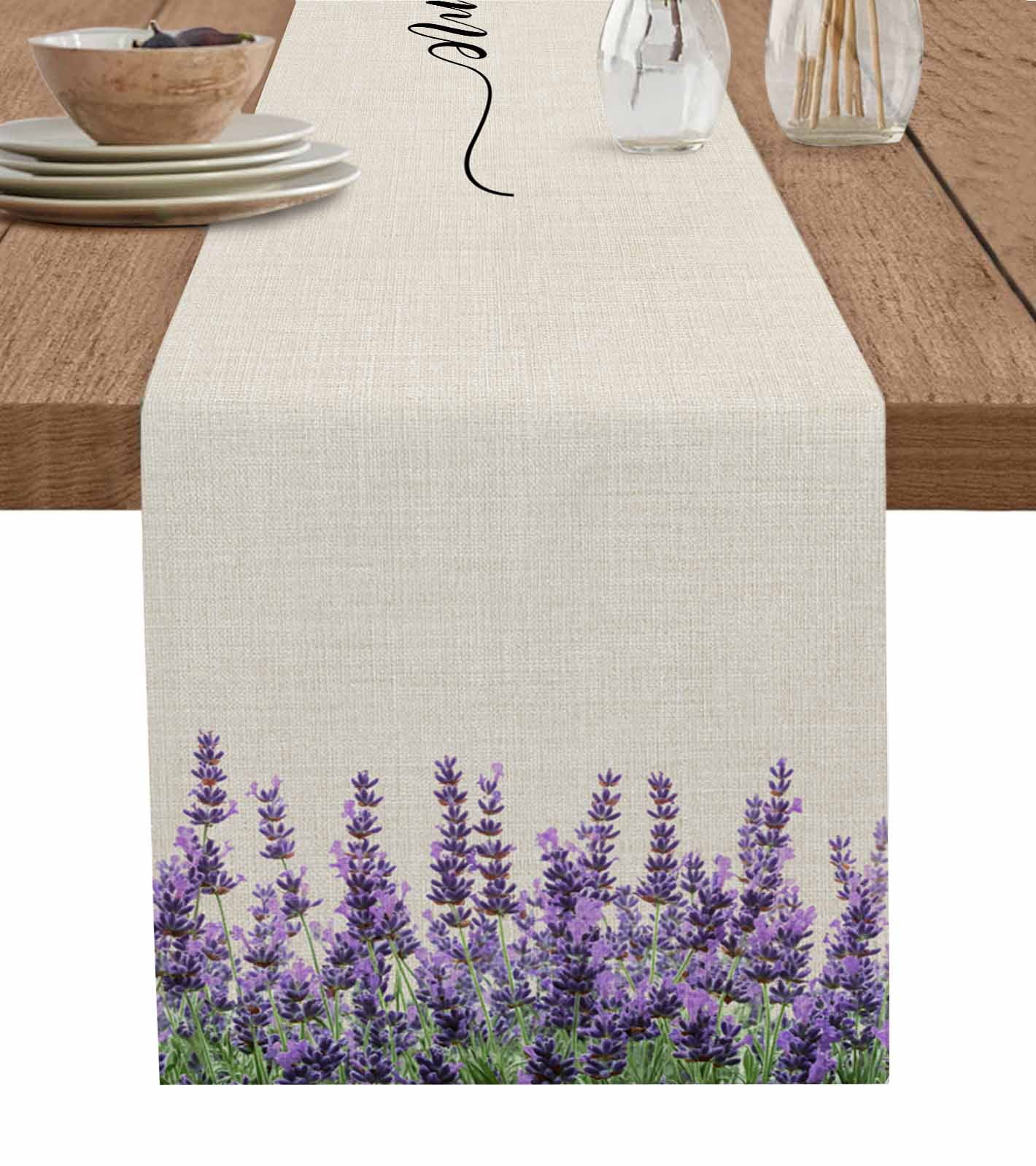Purple Lavender Table Runner 90 Inches, Purple Spring Floral Wildflower ...