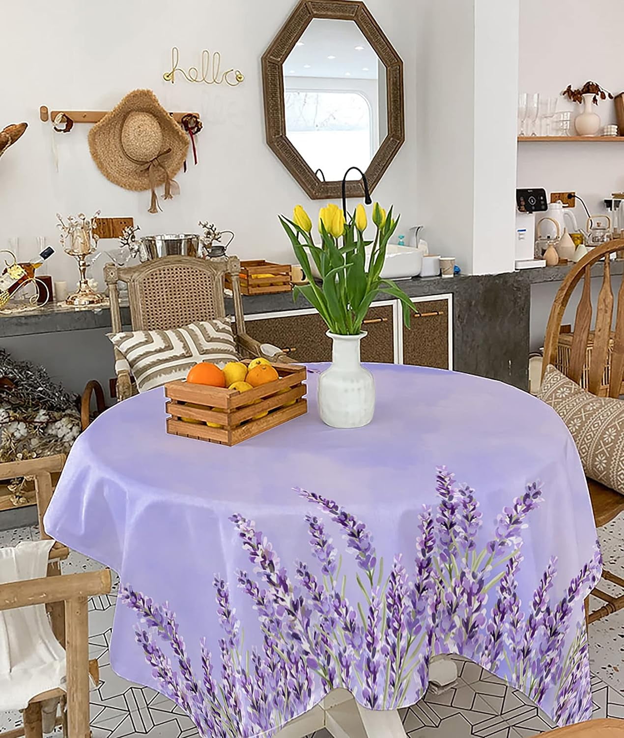 Purple Lavender Tablecloth for Round/Square Table 60 x 60 Inch Fabric ...