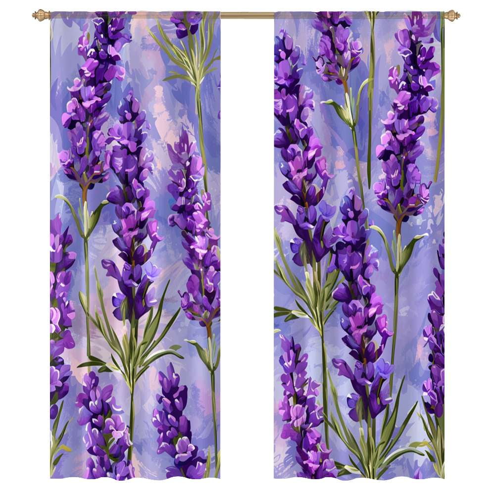 Purple Lavender Tulle Curtains For Living Room Chiffon Sheer Voile ...