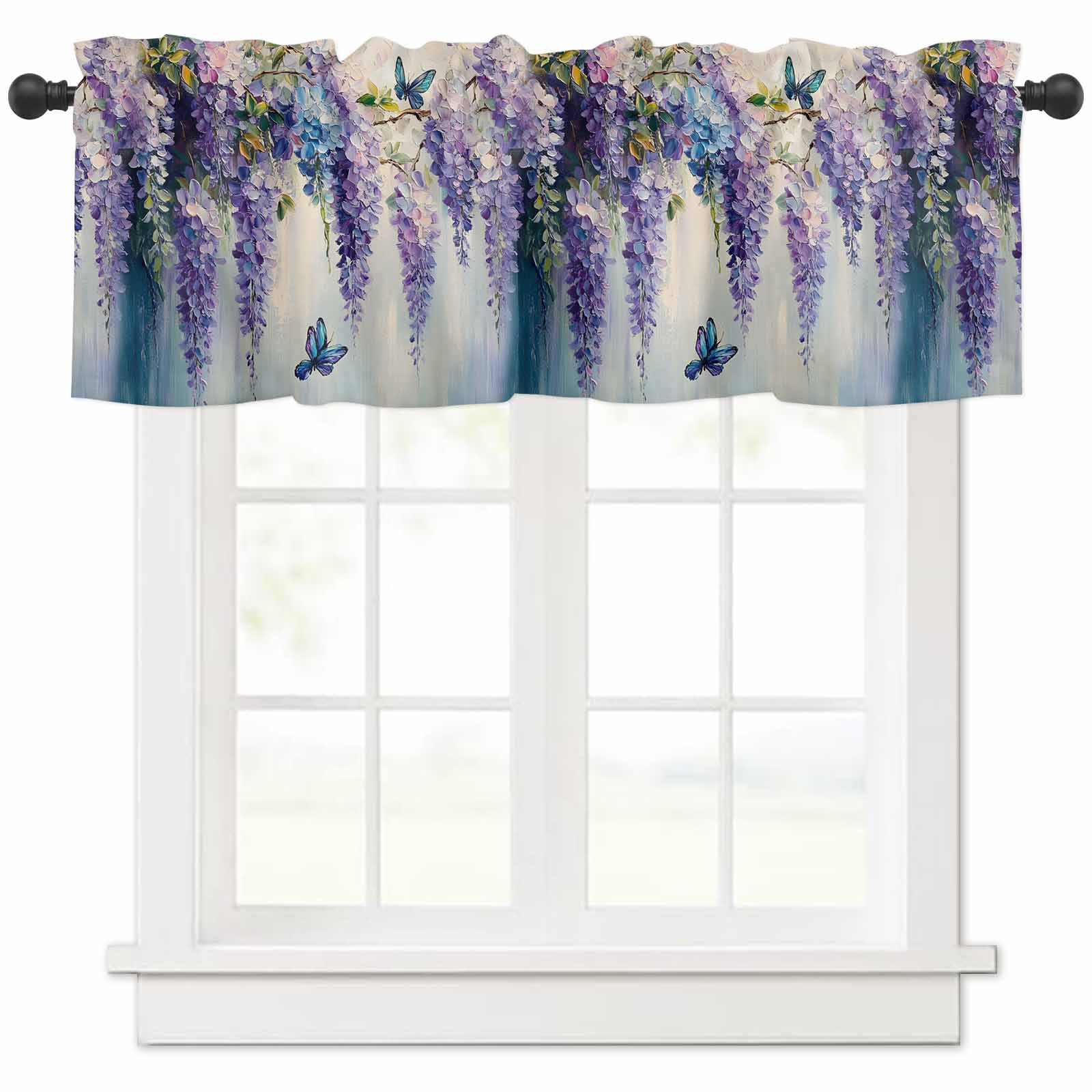 Purple Lavender Valances for Windows Farmhouse Kitchen Curtains ...