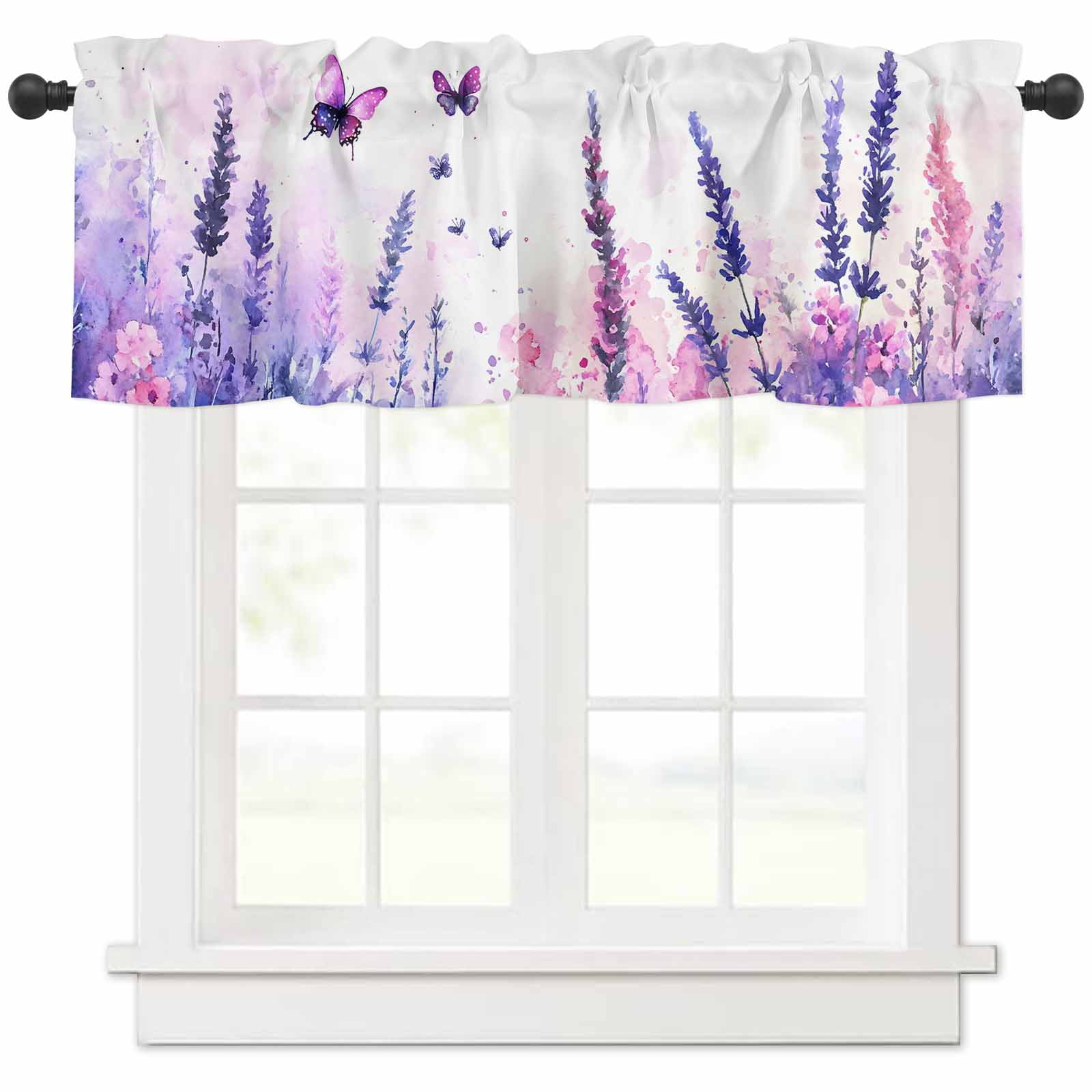 Purple Lavender Valances for Windows Farmhouse Kitchen Curtains ...