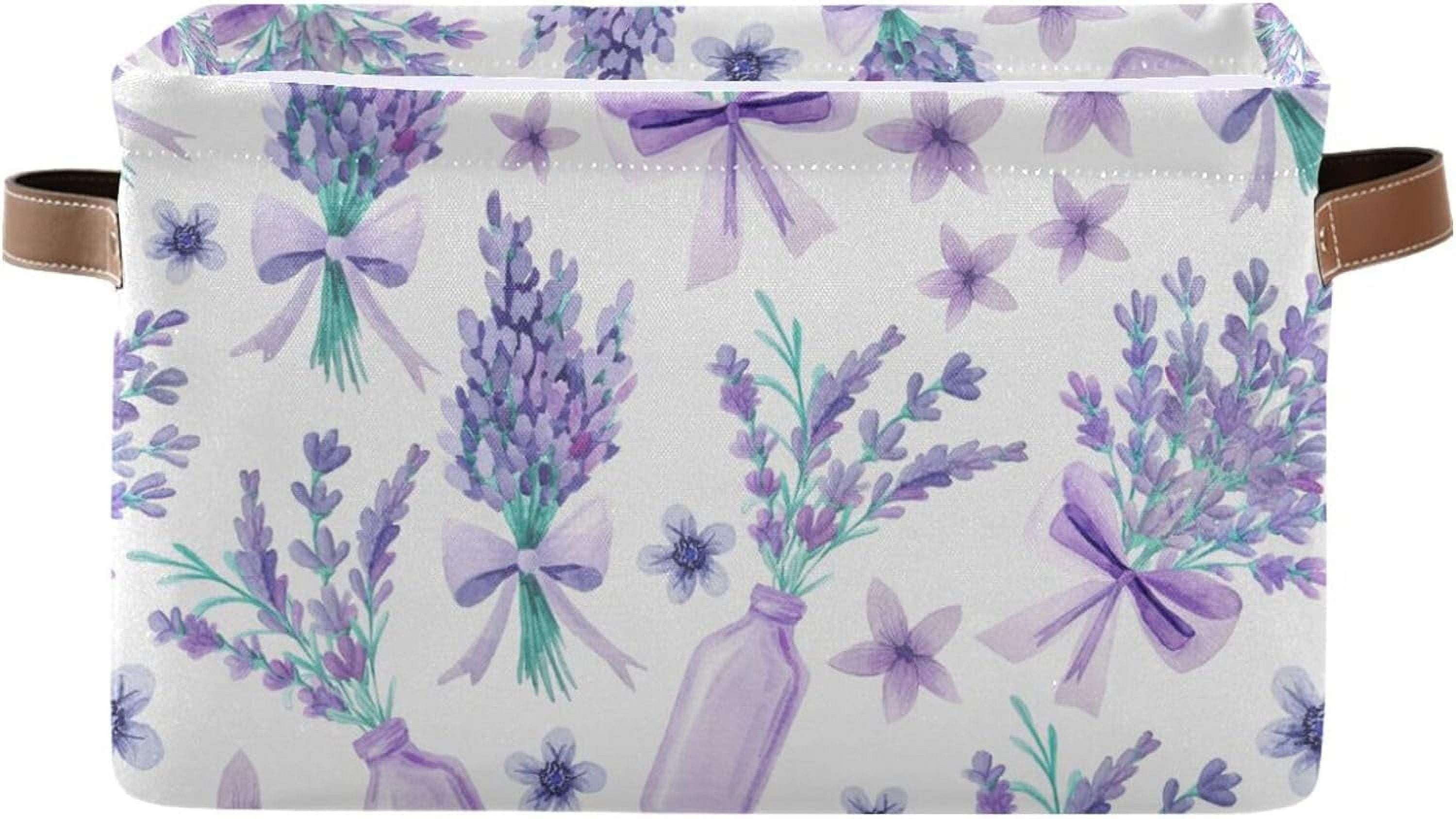 Purple Lavender Vase Storage Basket, Durable Canvas Organizer With ...