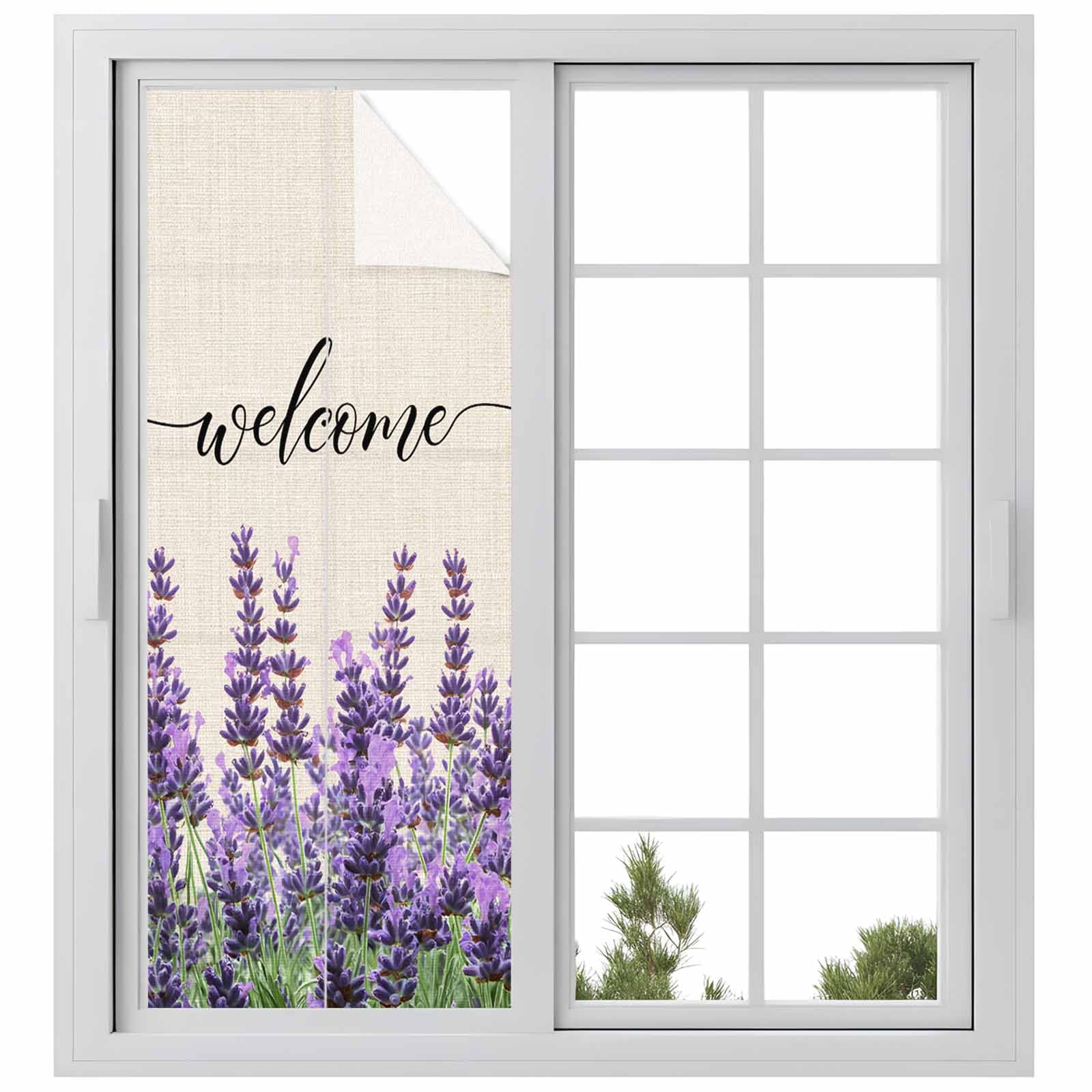 Purple Lavender Window Privacy Film, Purple Spring Floral Wildflower ...