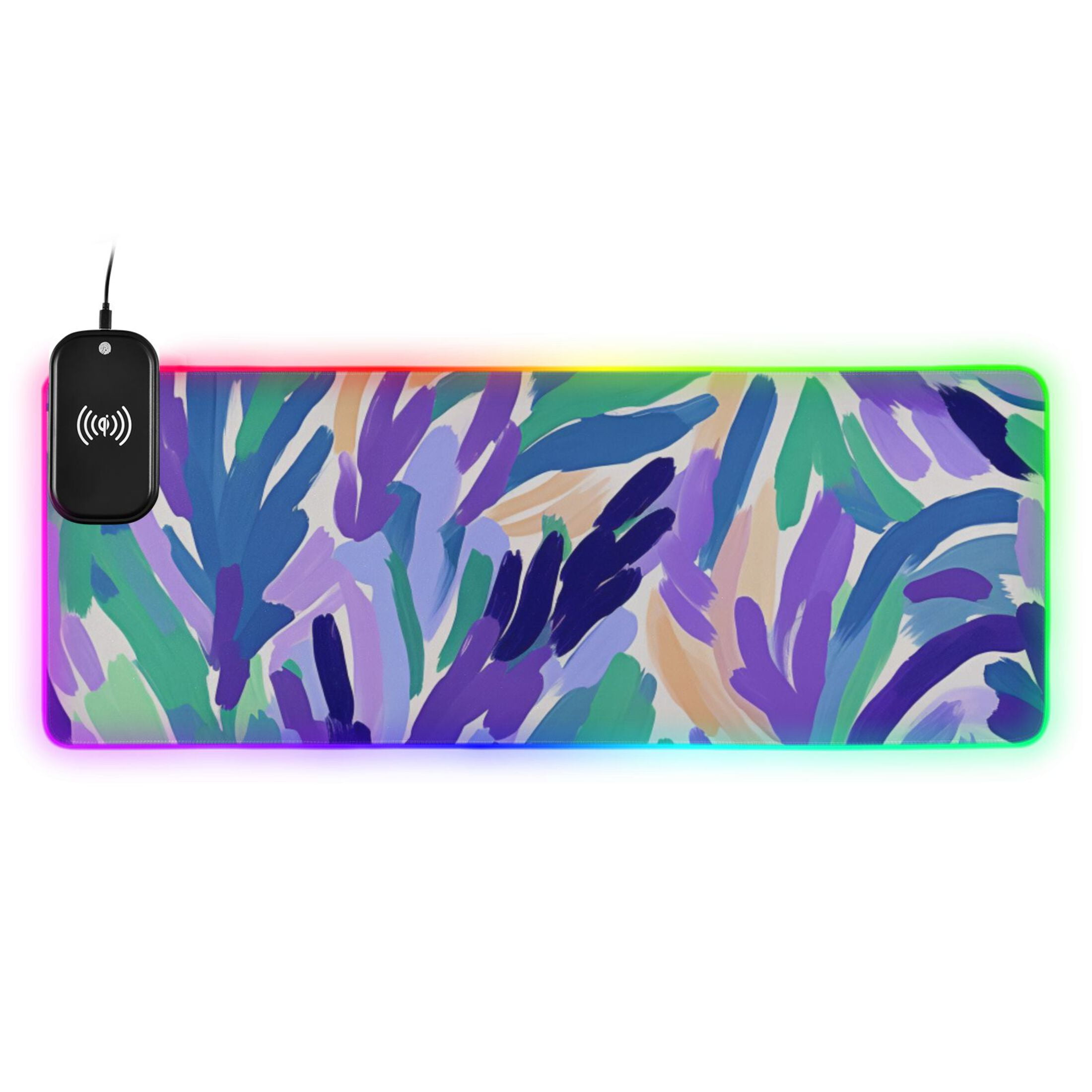Purple Lavender Wireless Charging RGB Gaming Mouse Pad Large Keyboard ...