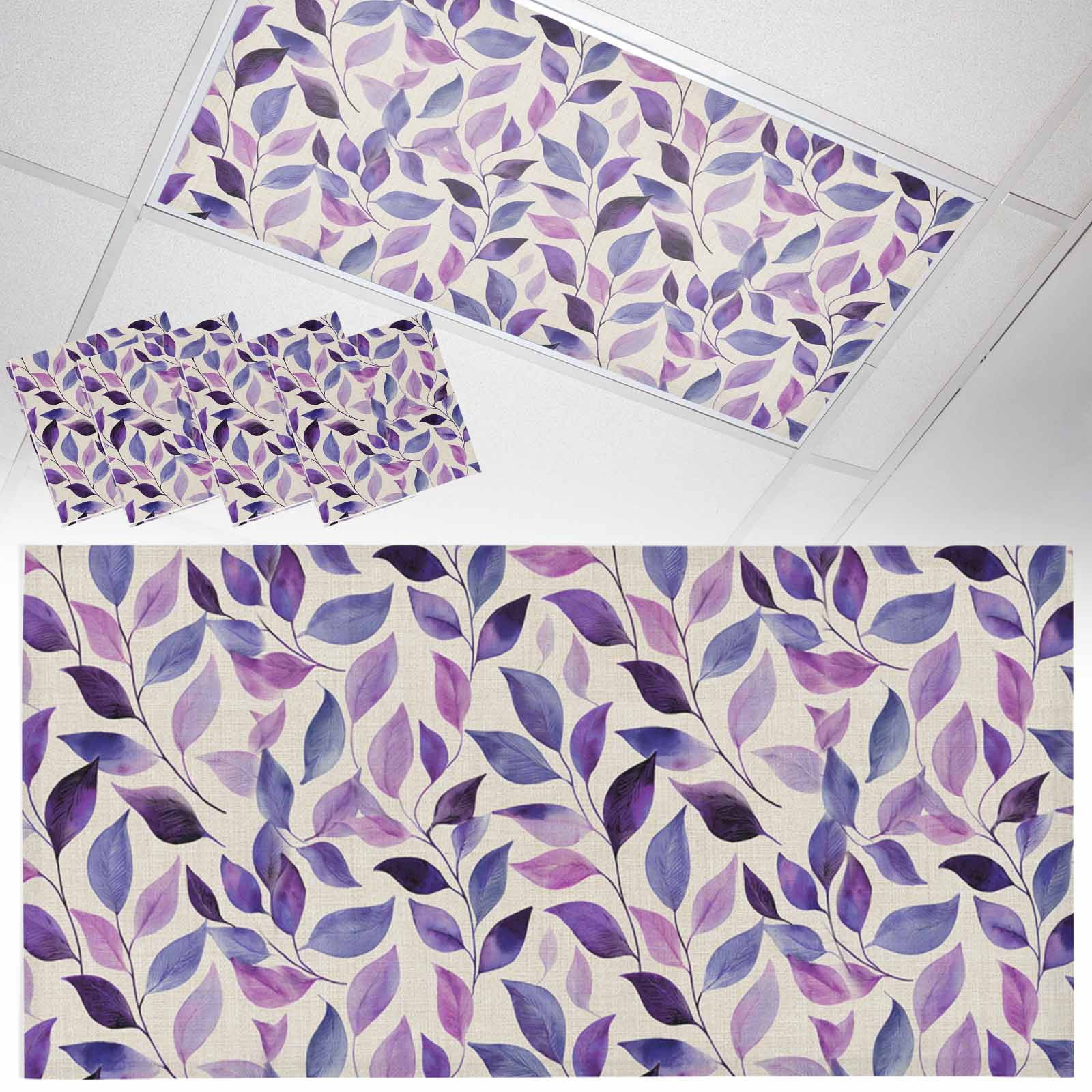 Purple Leaf Fluorescent Light Covers Watercolors Leaf Vintage Linen ...