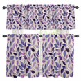 Purple Leaf Kitchen Curtains Set for Windows, Watercolors Leaf Vintage ...