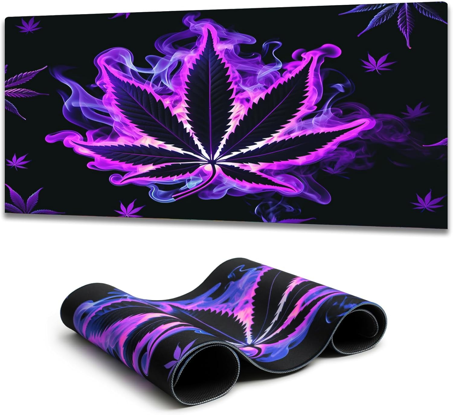 Purple Leaf Mouse Pad, Blacklight Gaming Extended Large Desk Pad, UV ...