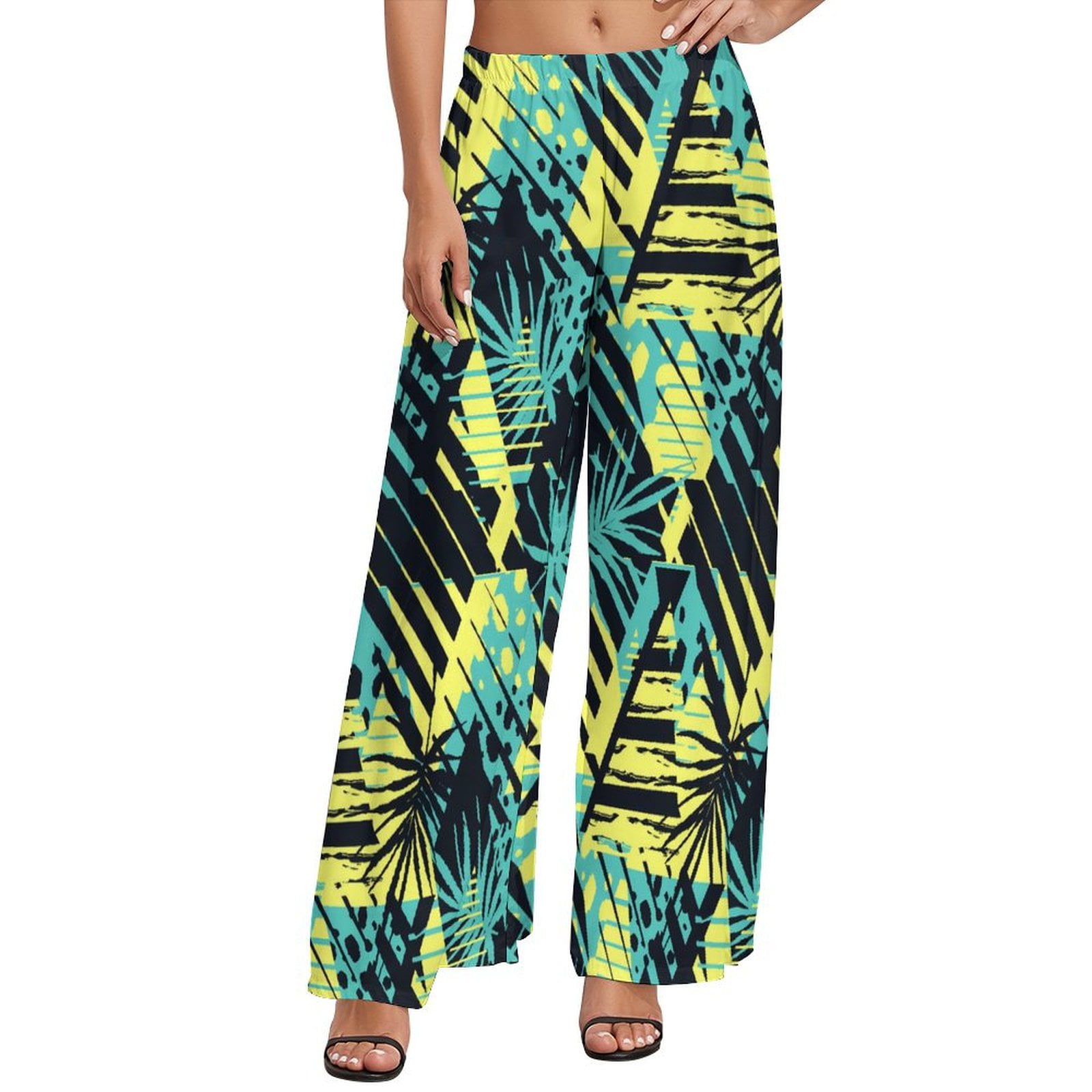 Purple Leaf Pants Tropical Plants Casual Wide Pants Ladies Oversized ...