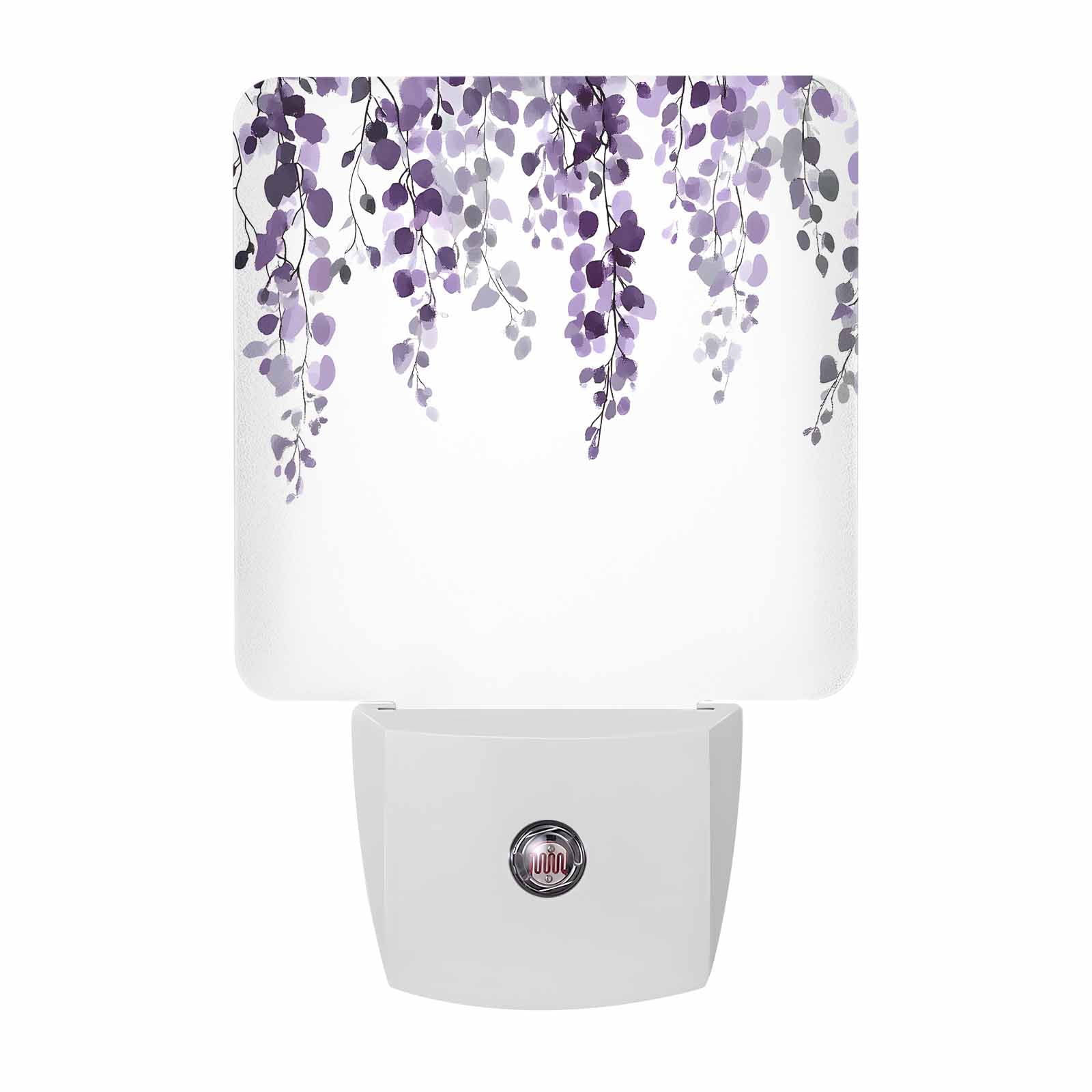 Purple Leaf Plug-in LED Night Lights Eucalyptus Leaves Auto Dusk-to ...