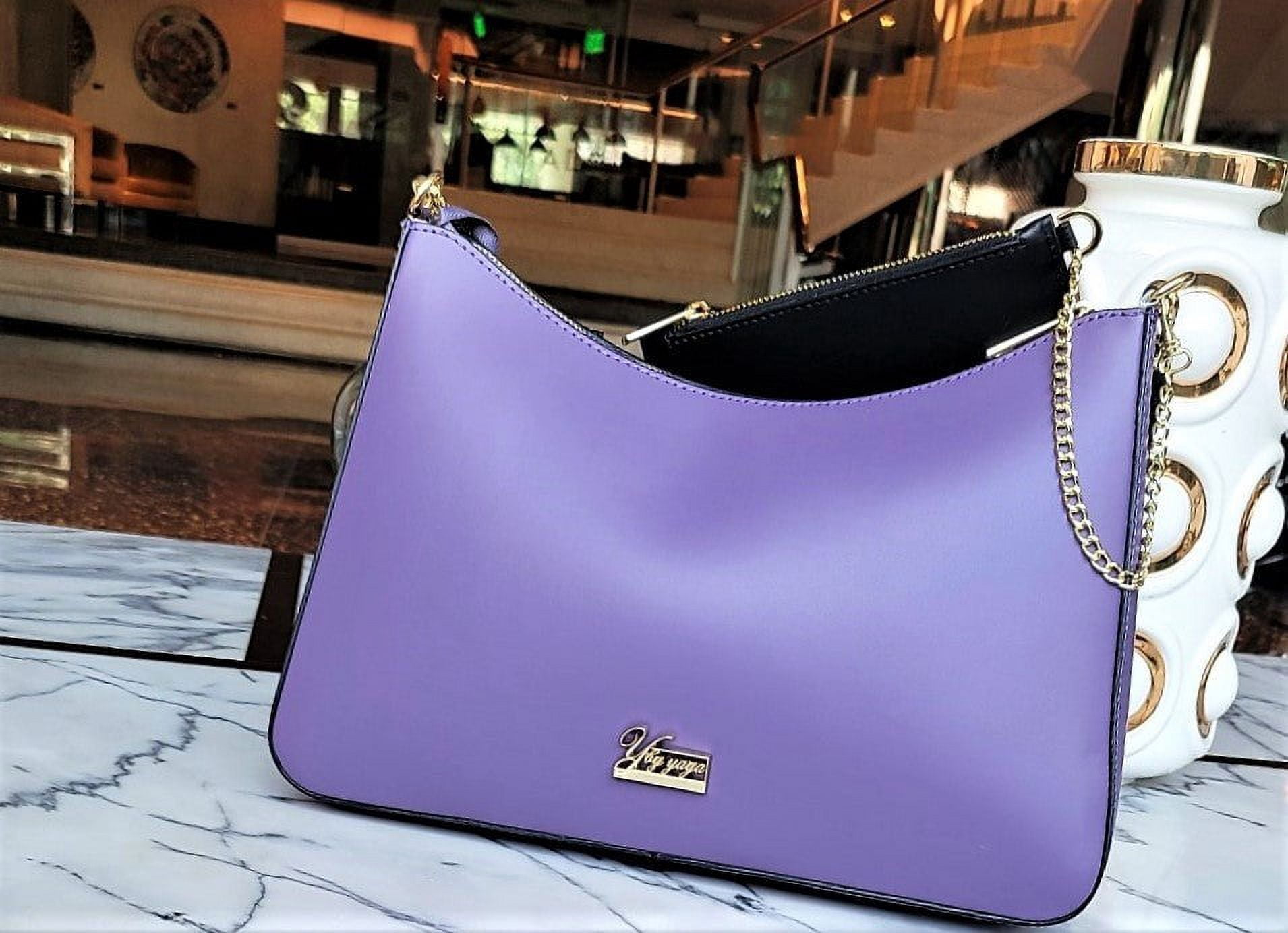 Purple Leather Crossbody & Shoulder Bag with Detachable Coin Purse ...