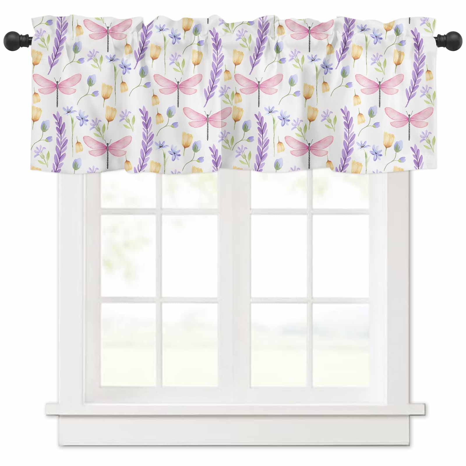 Purple Leaves Valances for Windows Farmhouse Kitchen Curtains Valances ...