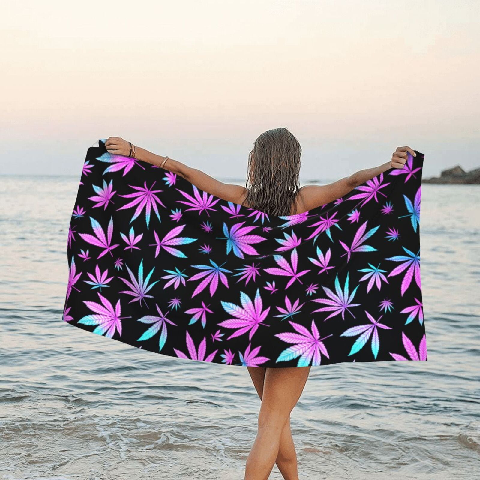 Purple Leavesfiber Quick Dry Towel,Beach Towels Good Water Absorption ...