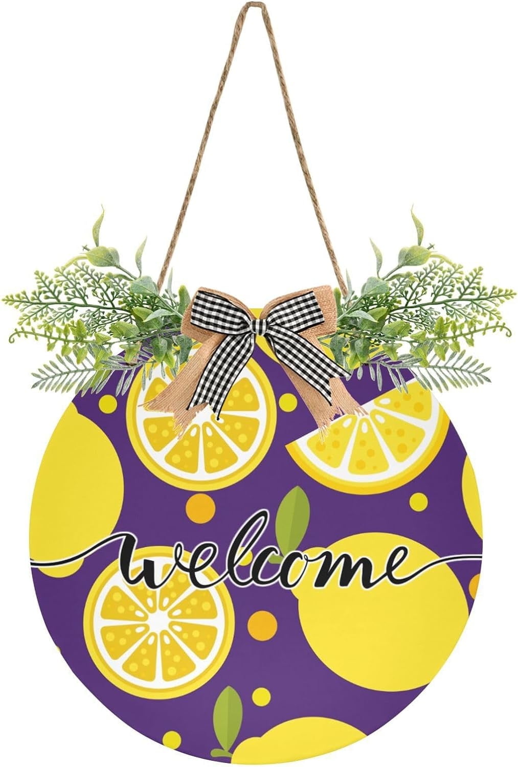 Purple Lemon Welcome Sign Farmhouse Front Porch Door Hanging Welcome ...