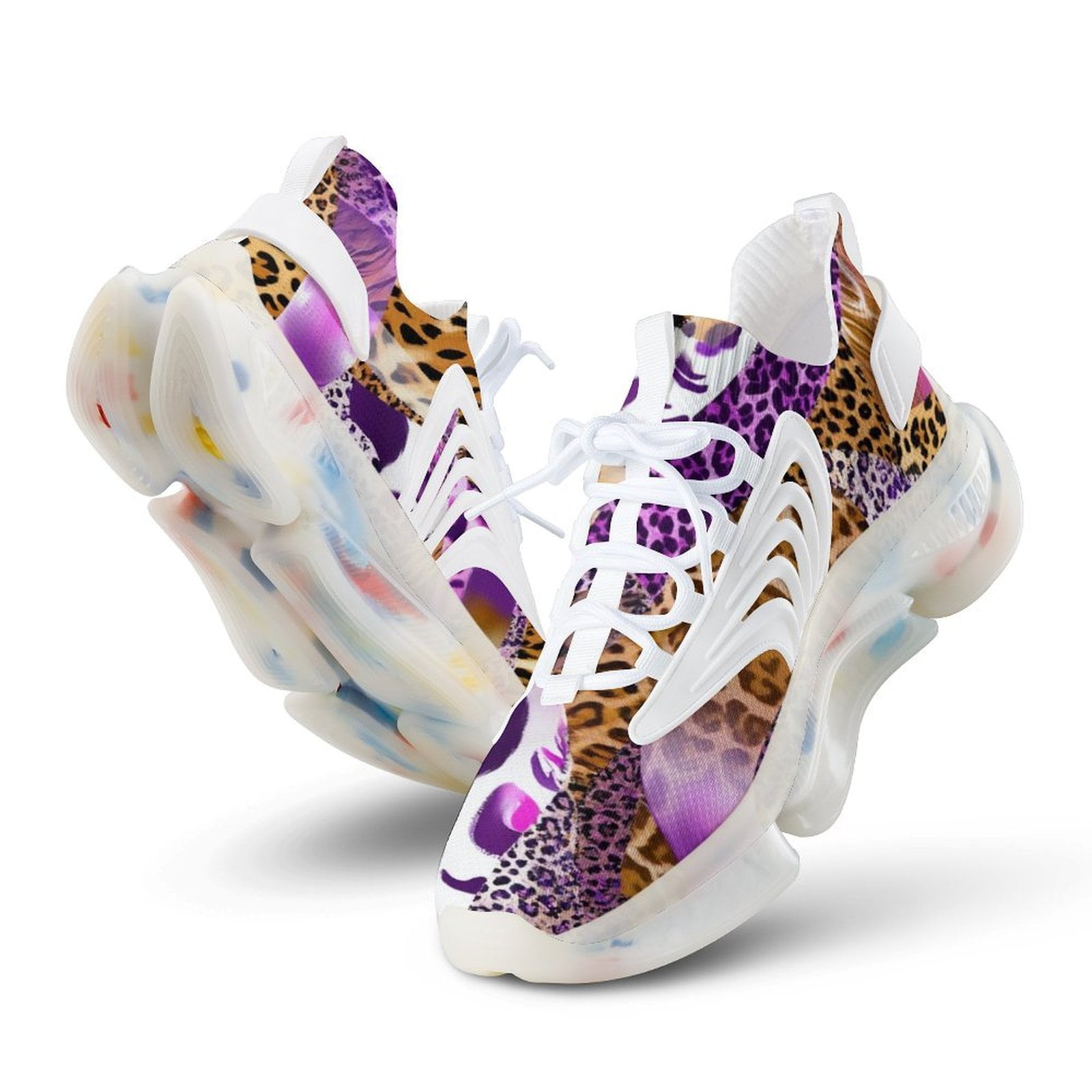 Purple Leopard Animal Print Swirls Walking Shoes for Men Woman ...