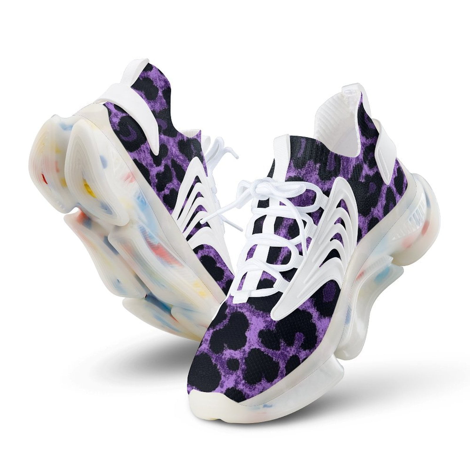 Purple Leopard Print Walking Shoes for Men Woman Lightweight Tennis ...