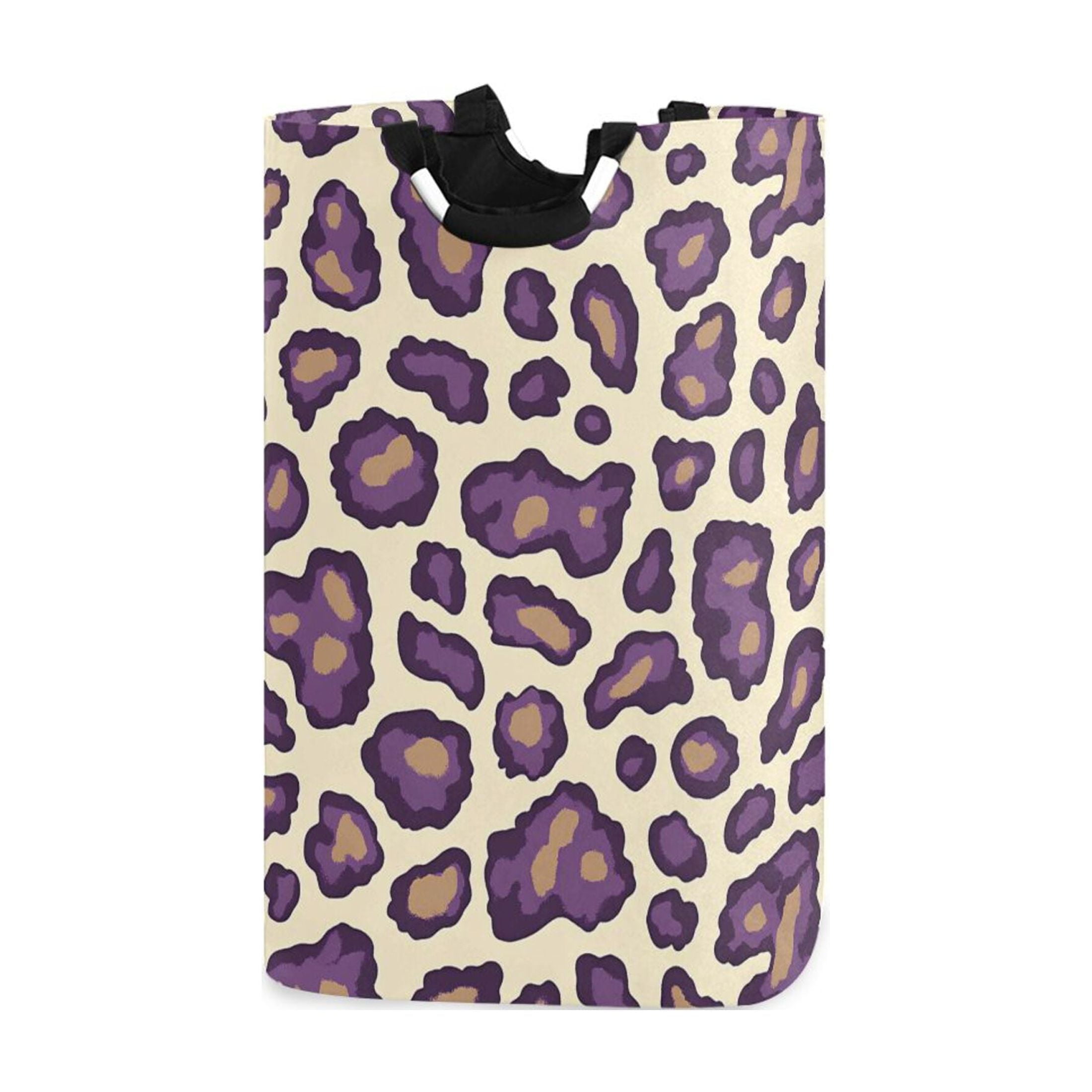 Purple Leopard Skin Print Laundry Basket with Handles Foldable Laundry ...