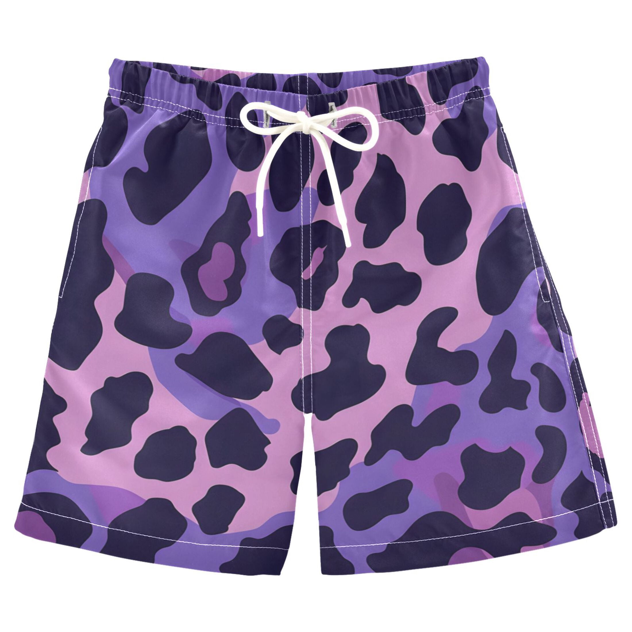 Purple Leopard Skin Texture Boys' Beach Pants Board Shorts Swim Trunks ...