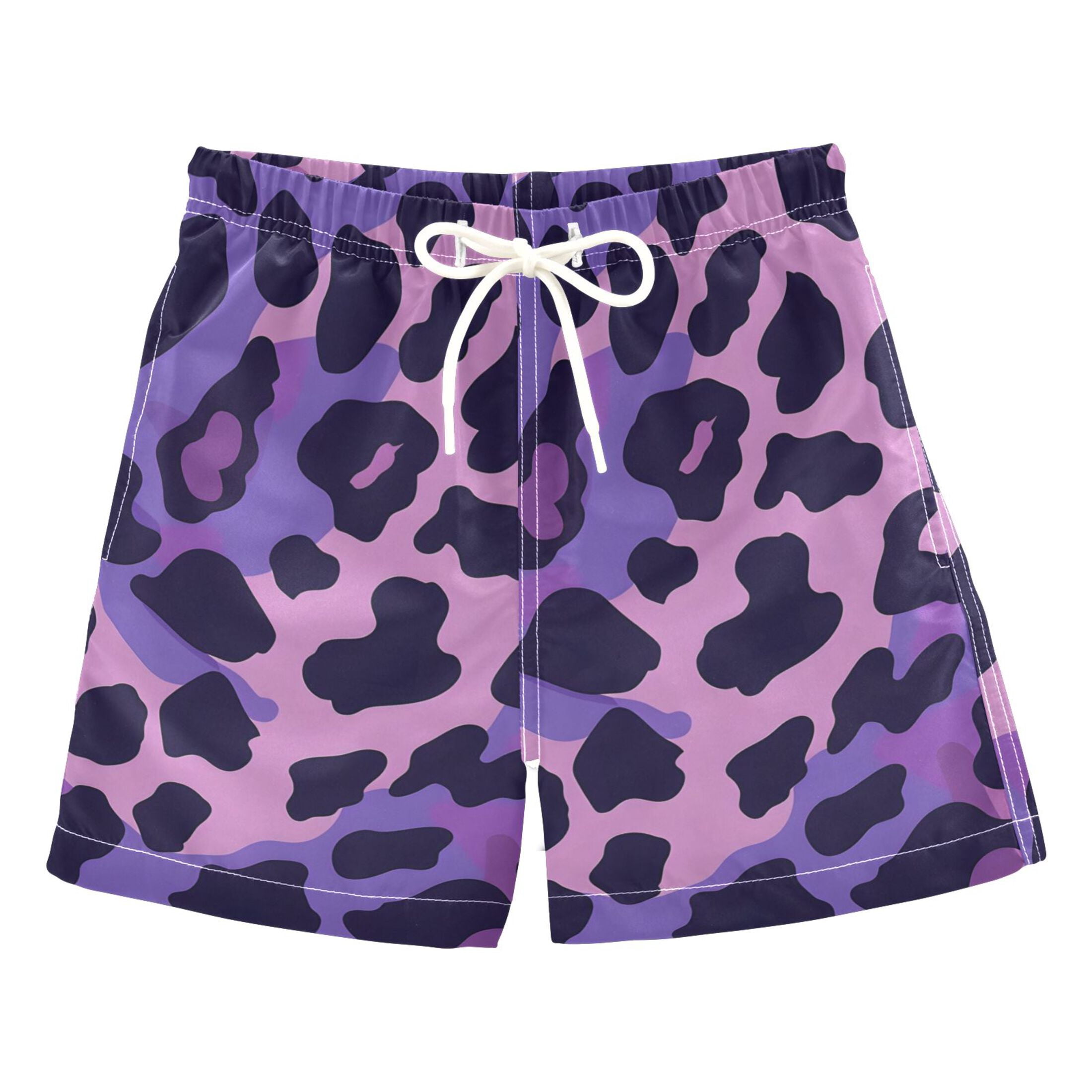 Purple Leopard Skin Texture Boys' Swim Trunks Board Shorts Beach Pants ...