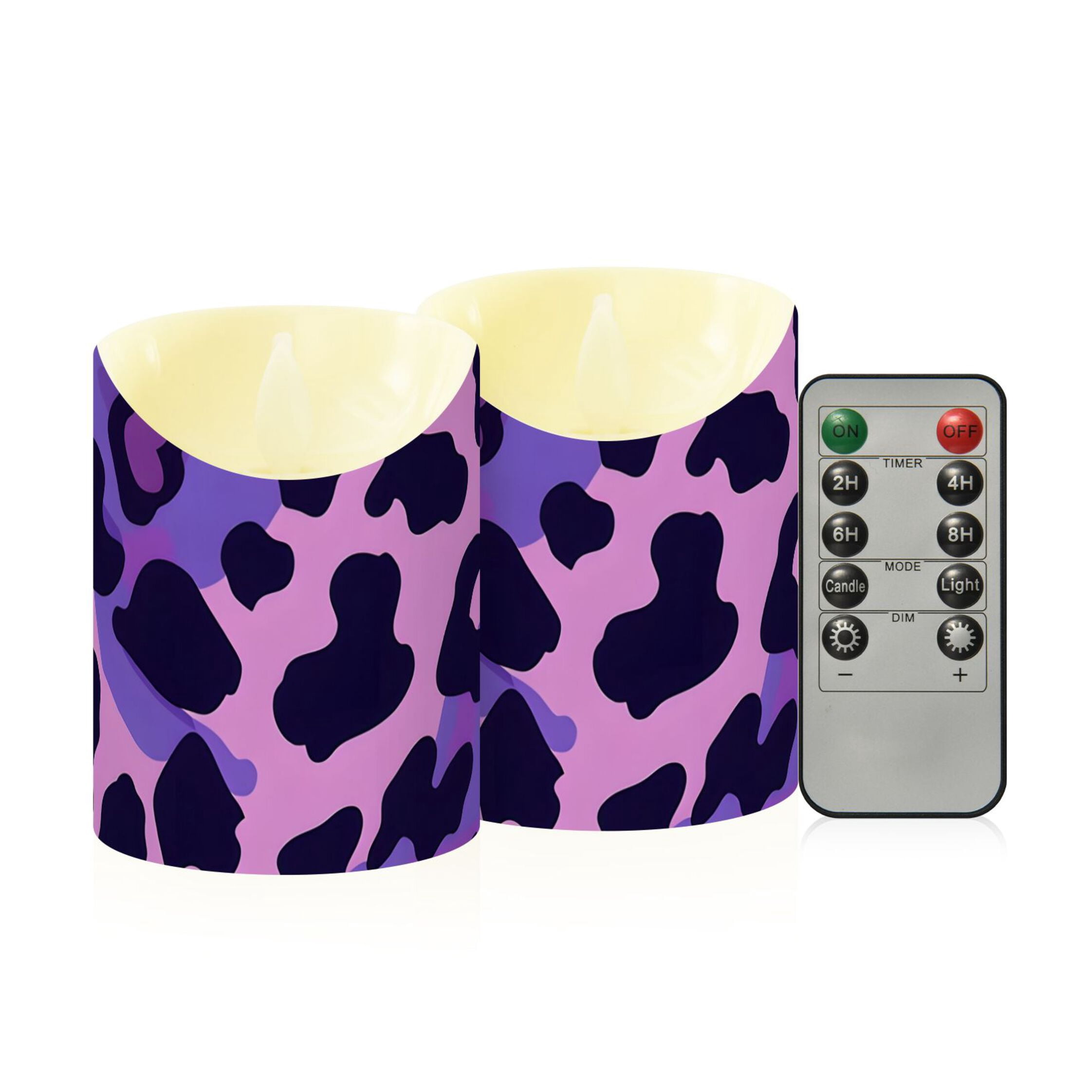 Purple Leopard Skin Texture Flickering Flameless Candles with Remote ...
