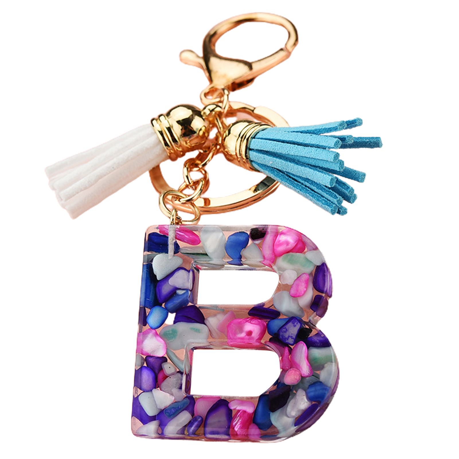 Purple Letter Pendant Tassels Key Chain Transparent Acrylic 26 ...