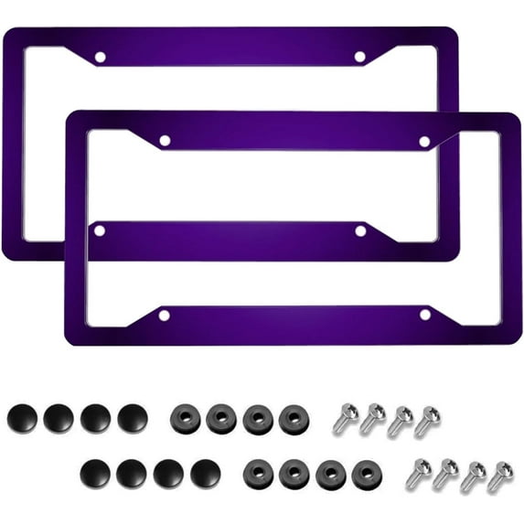 Purple License Plate Frame 2 Packs Purple Car Accessories Metal License ...