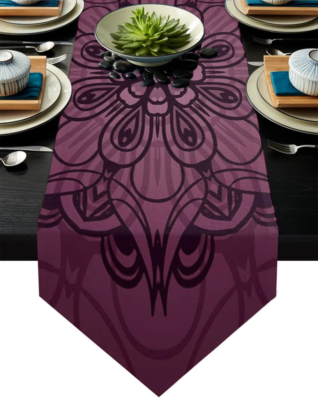 Purple Life Flower Table Runners Modern Dining Buffet Kitchen Table ...