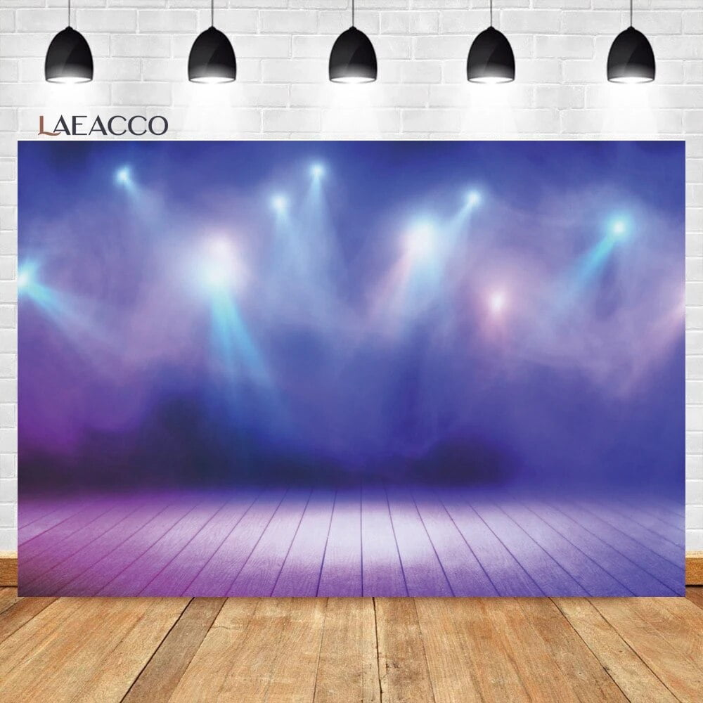 Purple Lighting Wood Floor Stage Decor Photocall Backdrop Kids Adult ...