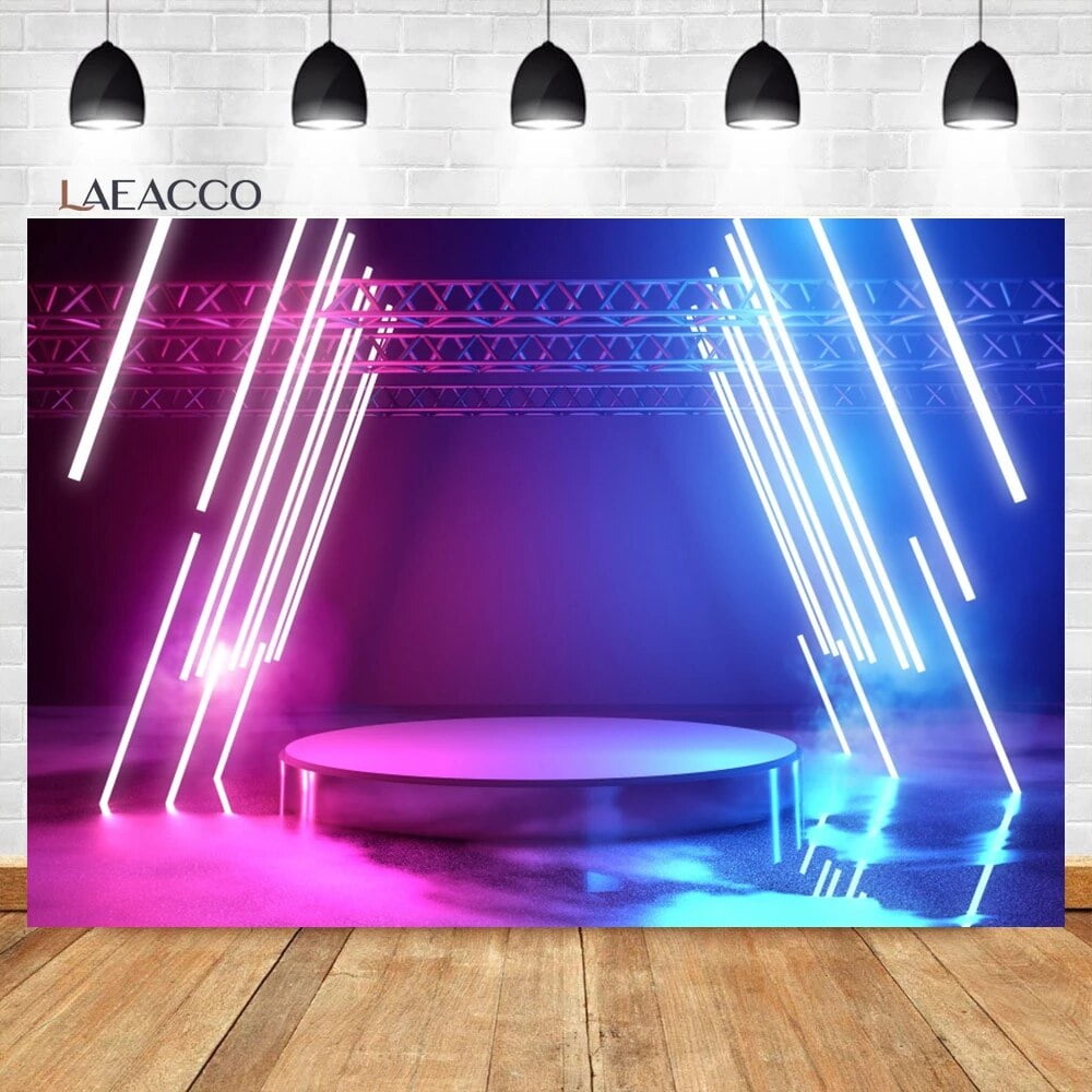Purple Lighting Wood Floor Stage Decor Photocall Backdrop Kids Adult ...