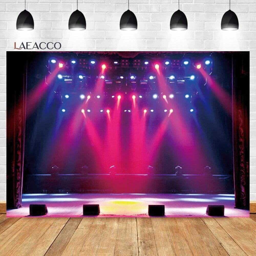 Purple Lighting Wood Floor Stage Decor Photocall Backdrop Kids Adult ...