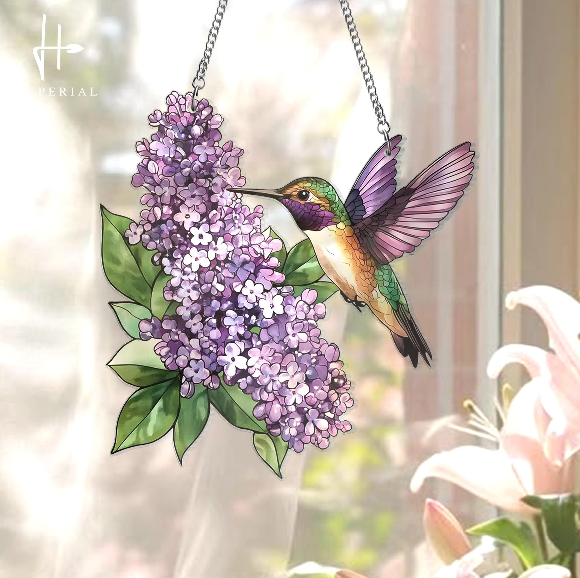 Purple Lilac And Hummingbird Suncatcher, Hummingbird Wavy Acrylic ...