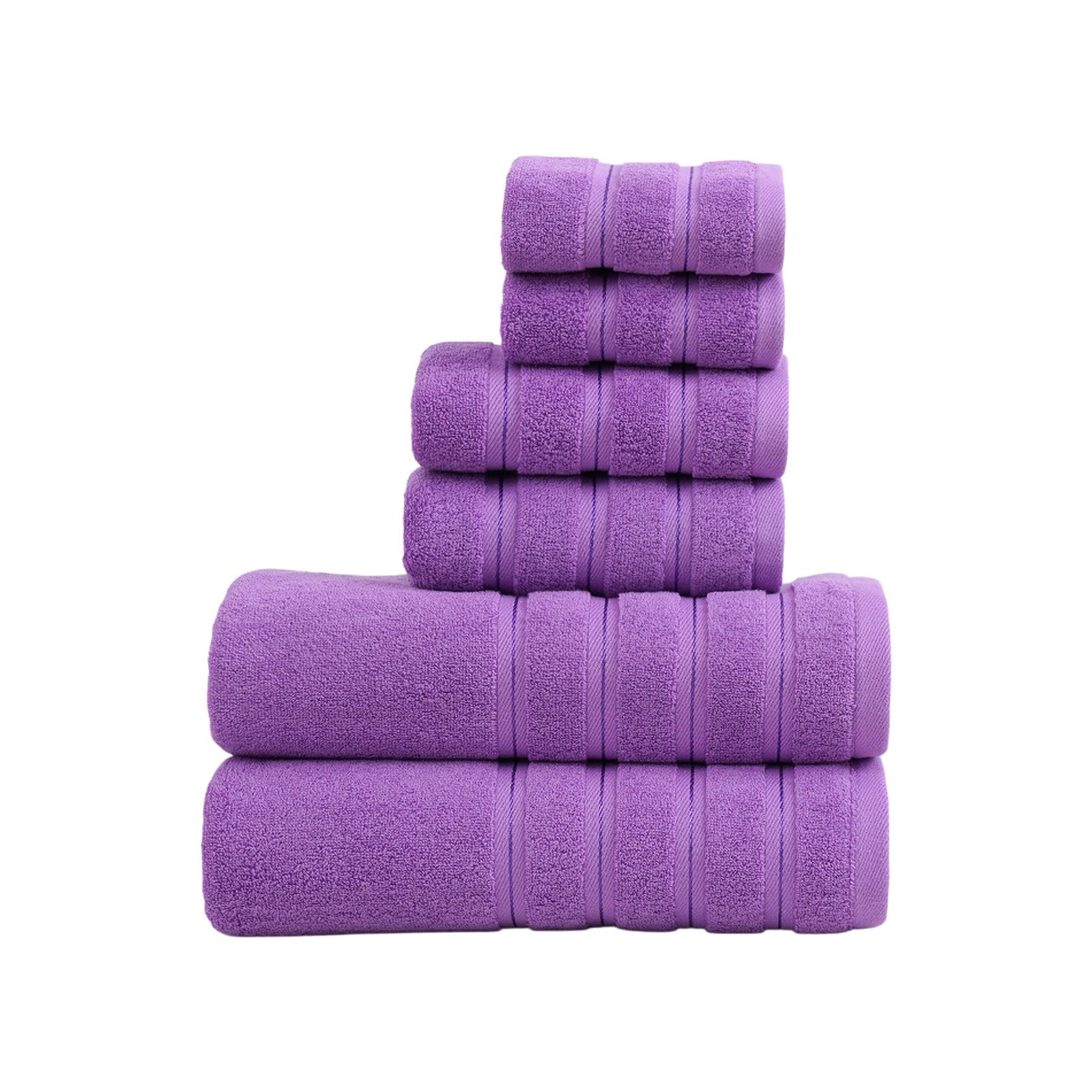Purple Lilac Bath Towel Set 6-Piece 100% Turkish Cotton Quick-Dry ...