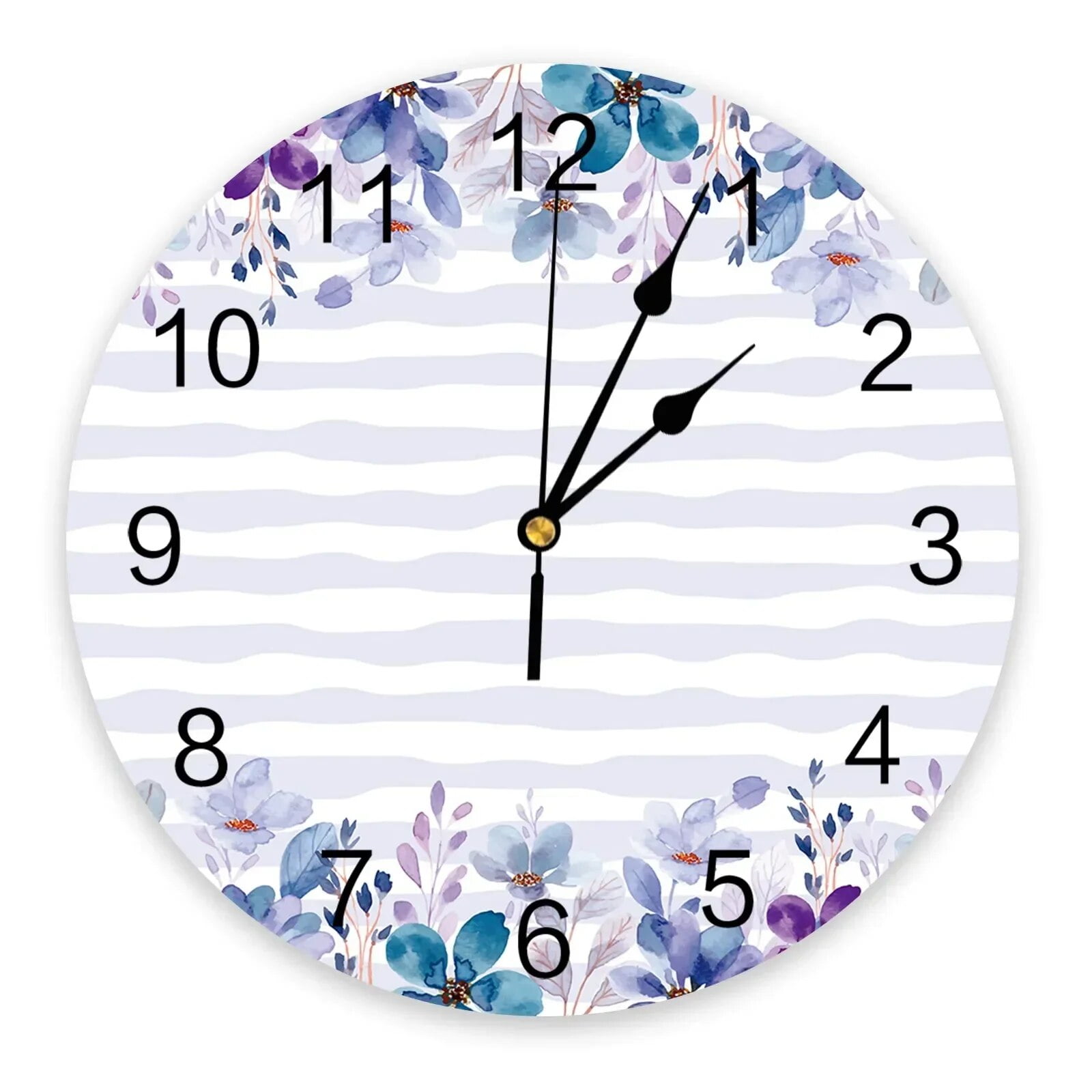 Purple Lilac Flower Wooden Board Wall Clock Modern Design Clocks Wall ...