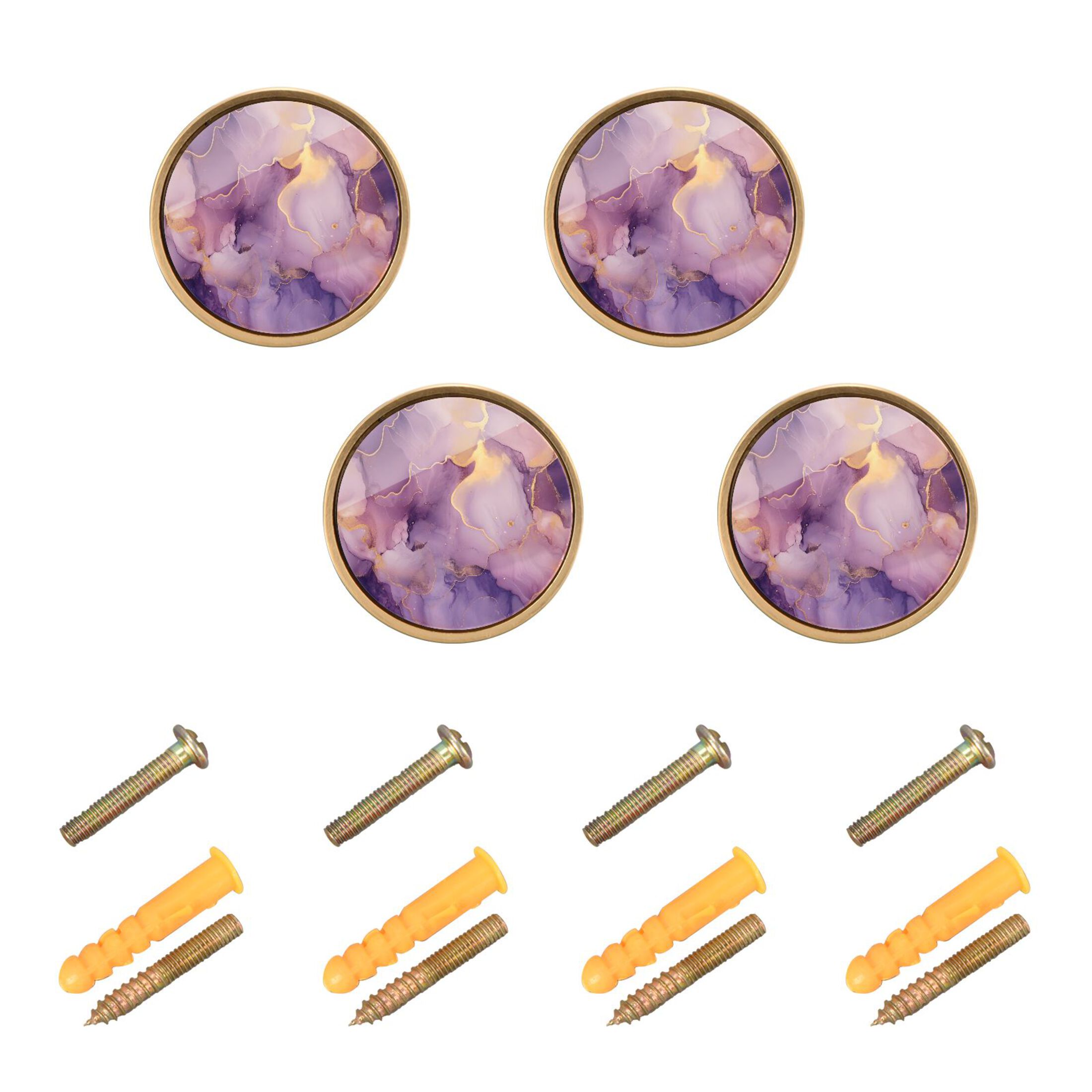 Purple Lilac Gold Marble Cabinet Knobs Sets Kitchen Pulls Dresser Drawer Handles Hardware ...