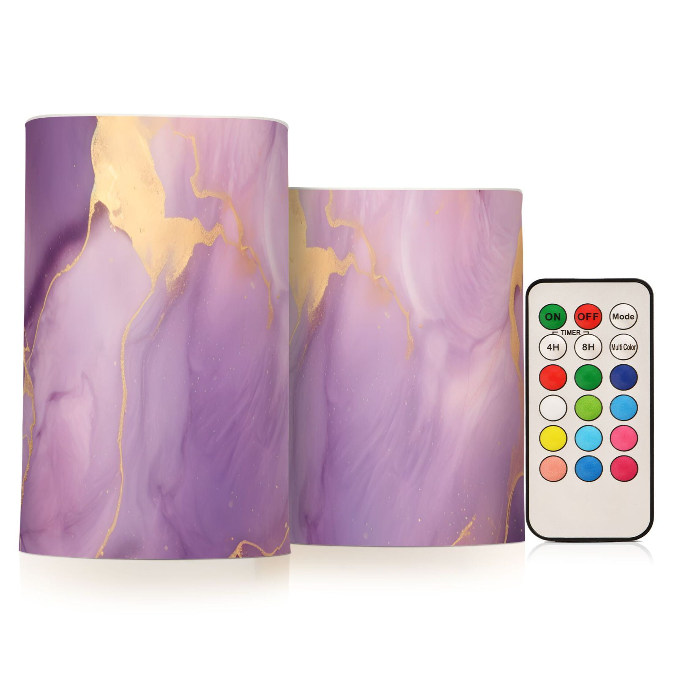 Purple Lilac Marble Flameless Candles with Remote Timer LED Battery ...