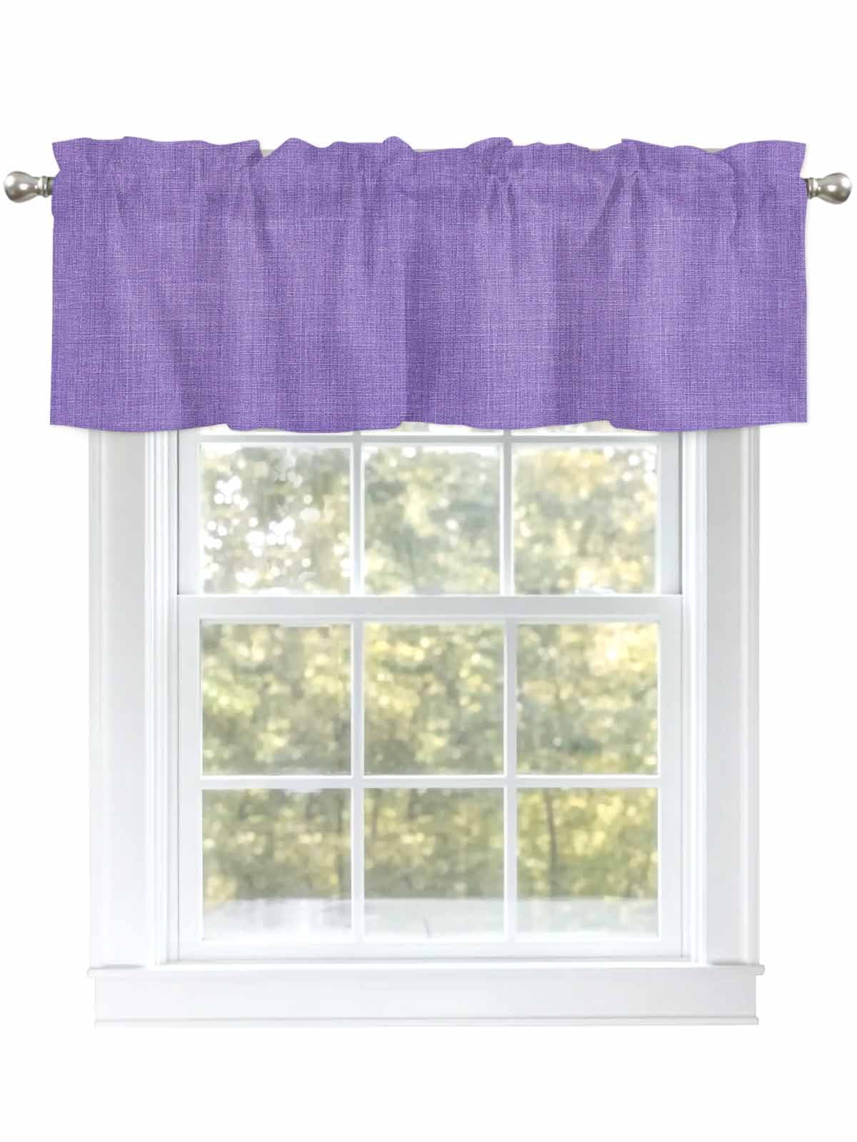 Purple Linen Texture Valances for Windows, Rod Pocket Kitchen Valance Curtains - Soft & Washable ...