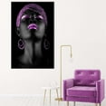Purple Lip Canvas Art, Black Girl Art Canvas, African Woman Wall Decor, Shimmery Art, Ethnic ...