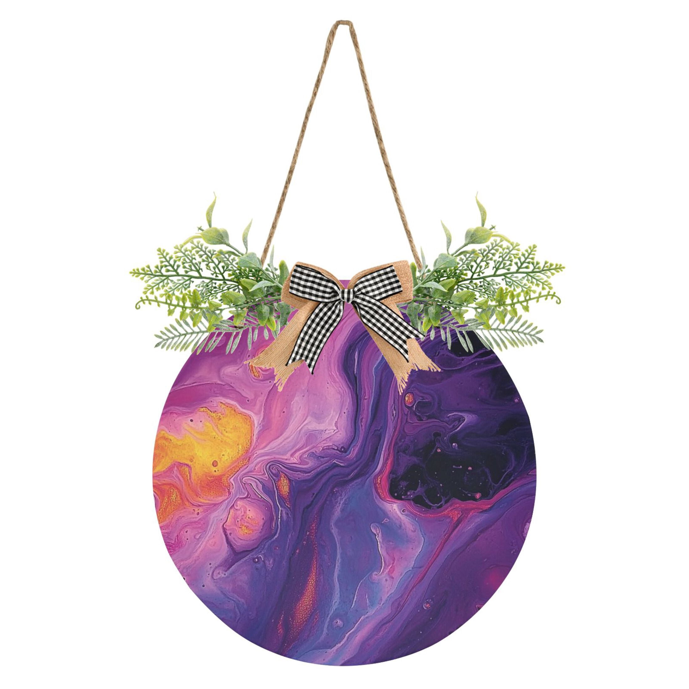 Purple Liquid Abstraction Front Door Porch Decoration Hanging Sign with ...