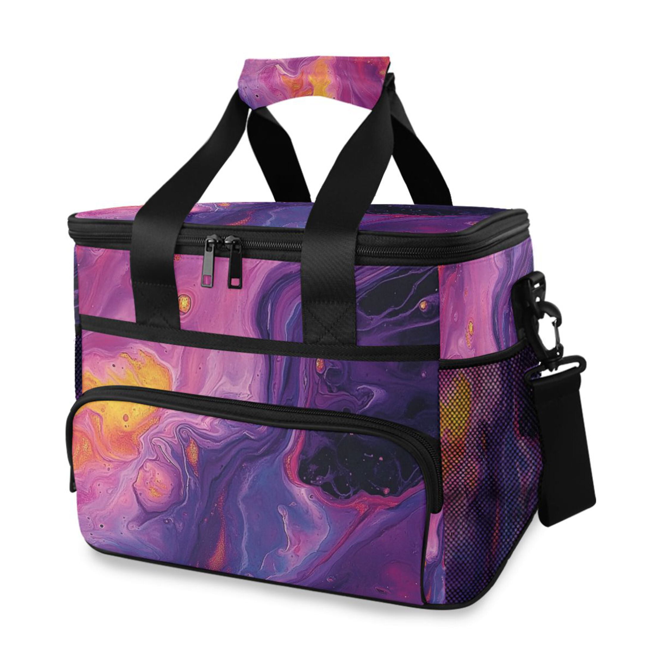 Purple Liquid Abstraction Insulated Lunch Bag 15L Cooler Box for Women ...
