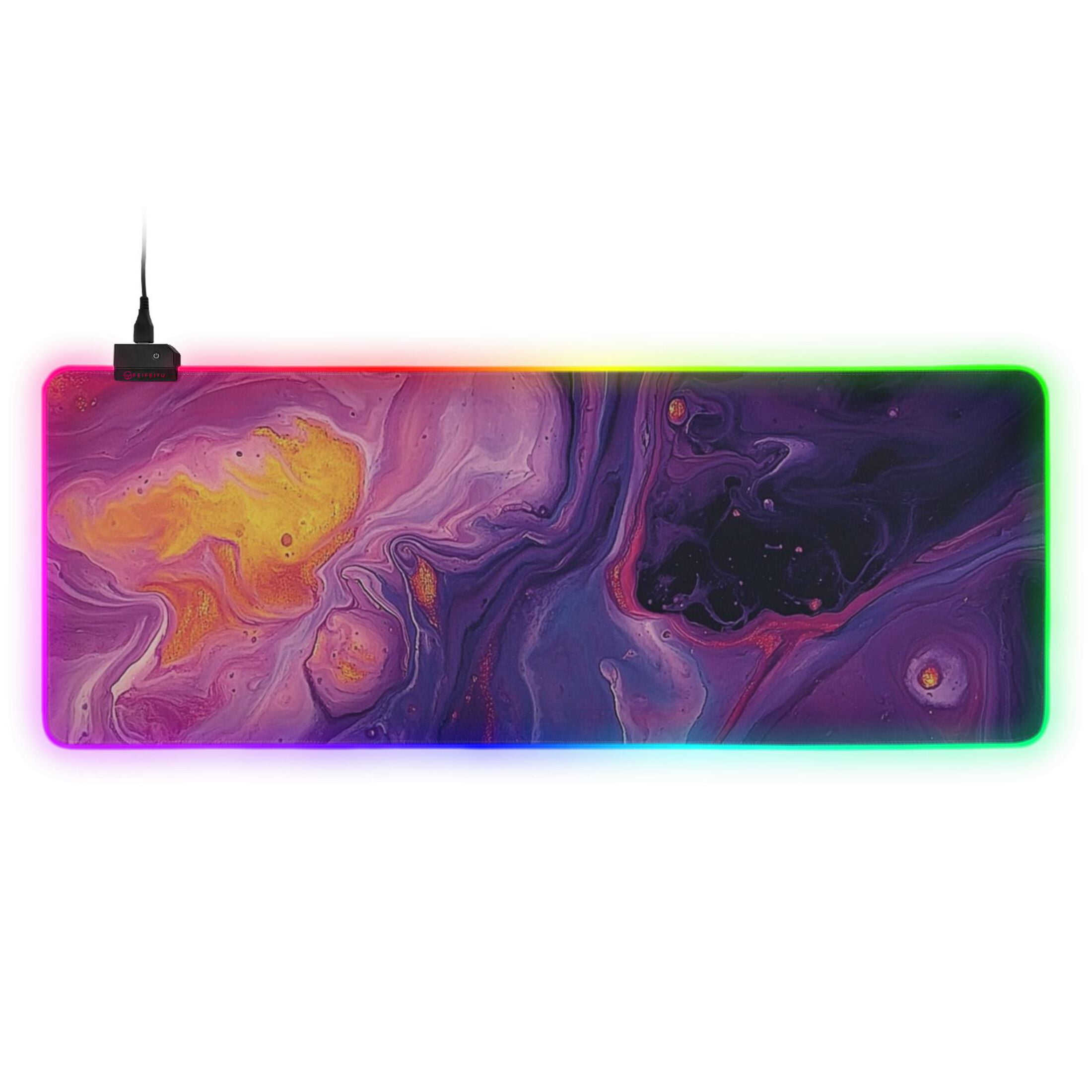 Purple Liquid Abstraction RGB Gaming Mouse Pad Large Keyboard Mat ...