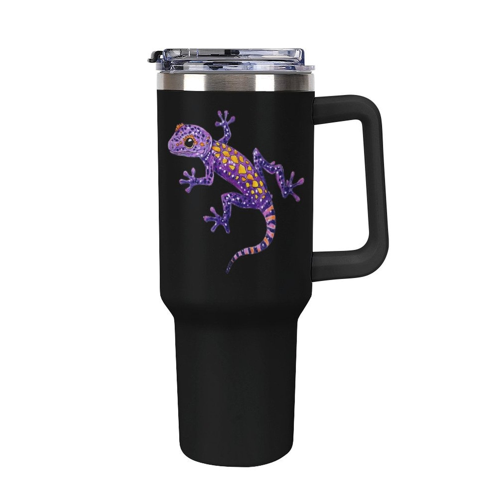 Purple Lizard Tumbler with Handle and Straw 40 oz Stainless Steel ...